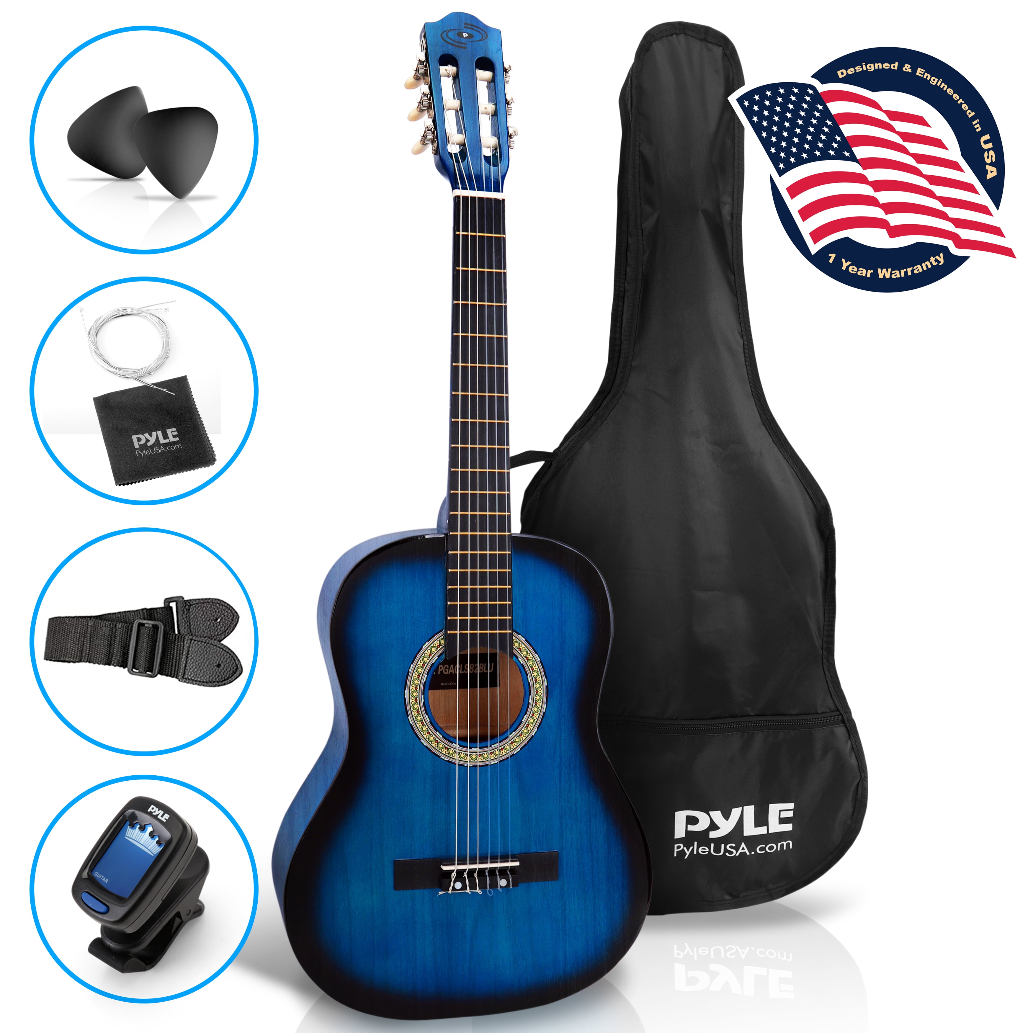 Pyle 36'' -Inch 6-String Classic Guitar - 3/4 Size Scale Guitar with ...
