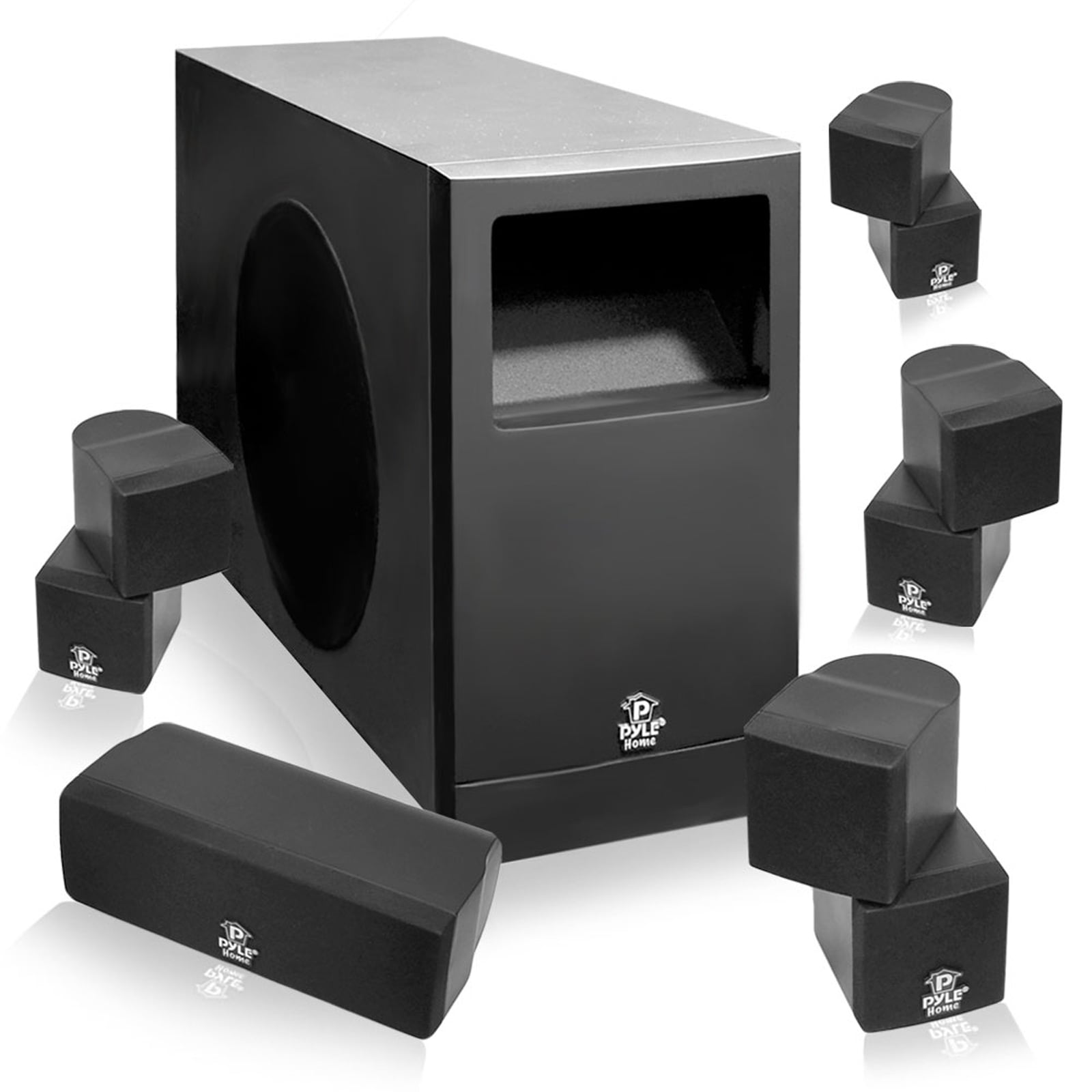 Pyle 5.1 Home Theater Passive Audio System Four Satellite, Center ...
