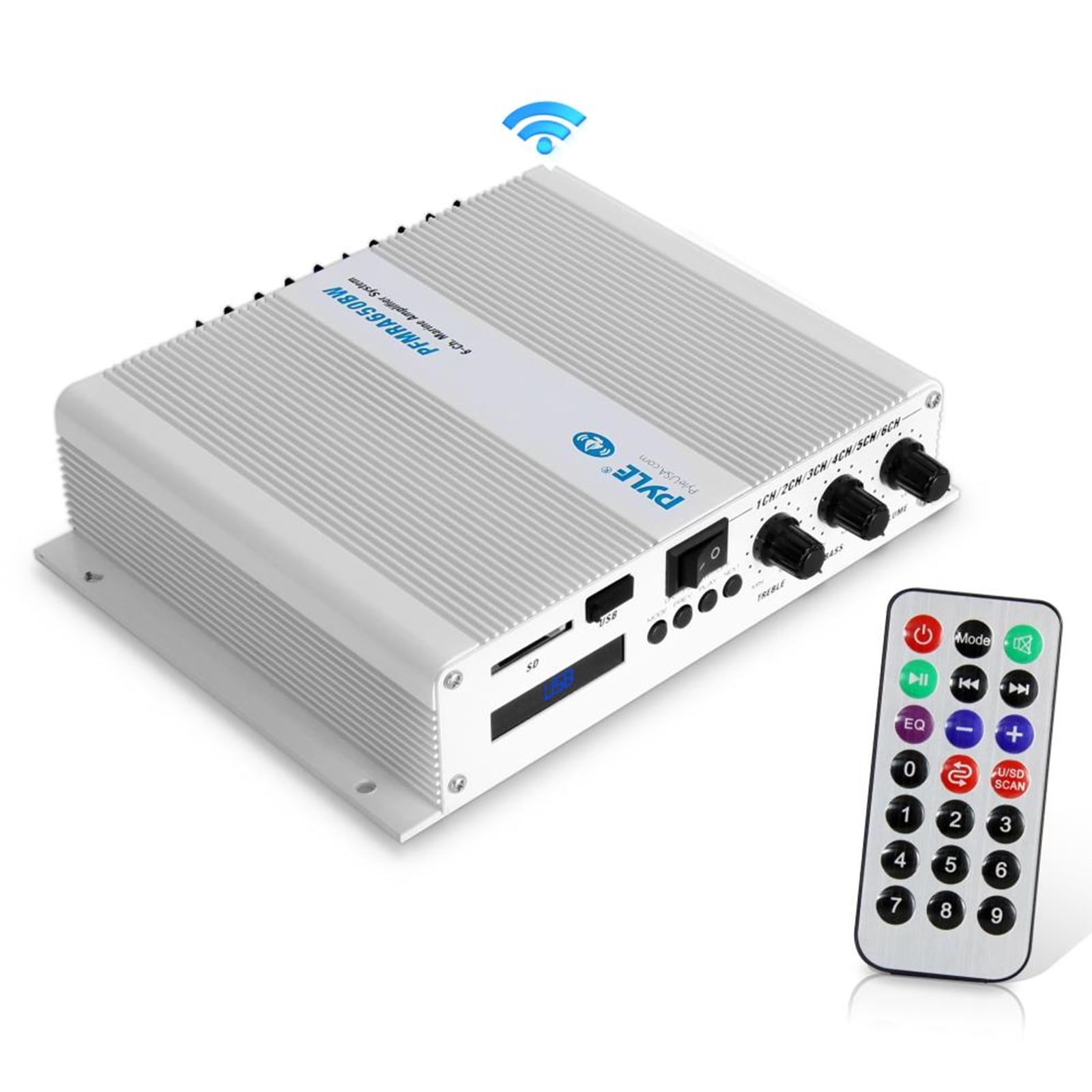 Pyle 600W 6-Ch Marine Amp - Resistant Wireless Audio System - Walmart.com