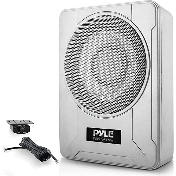 Pyle 8-Inch Low-Profile Amplified Subwoofer System - 600-Watt Compact ...