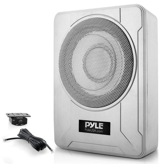 Pyle 8-Inch Low-Profile Amplified Subwoofer System - 600-Watt Compact ...