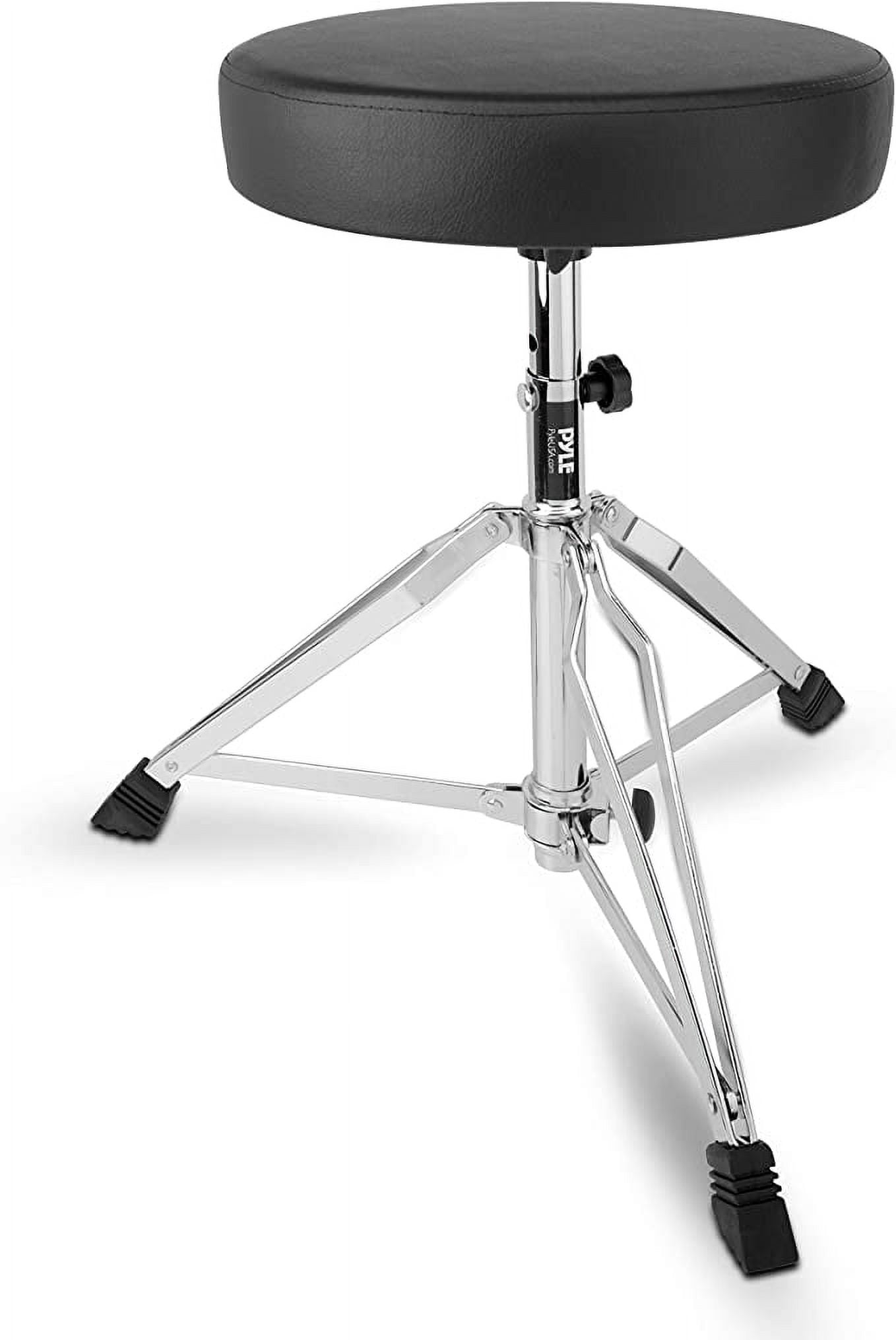 Pyle Adjustable Drum Throne Stool-Portable W/ Double-braced Tripod Legs ...