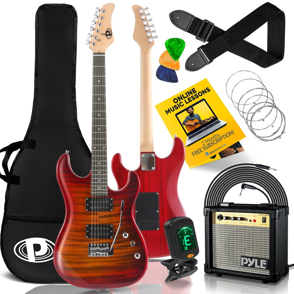 Pyle Beginner Electric Guitar Kit with Amp - Starter Kit Full Size 39 ...