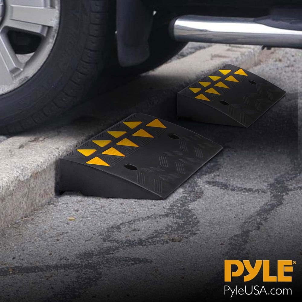 Pyle Car Vehicle Curbside Driveway Ramp - 2PC Heavy Duty Rubber ...