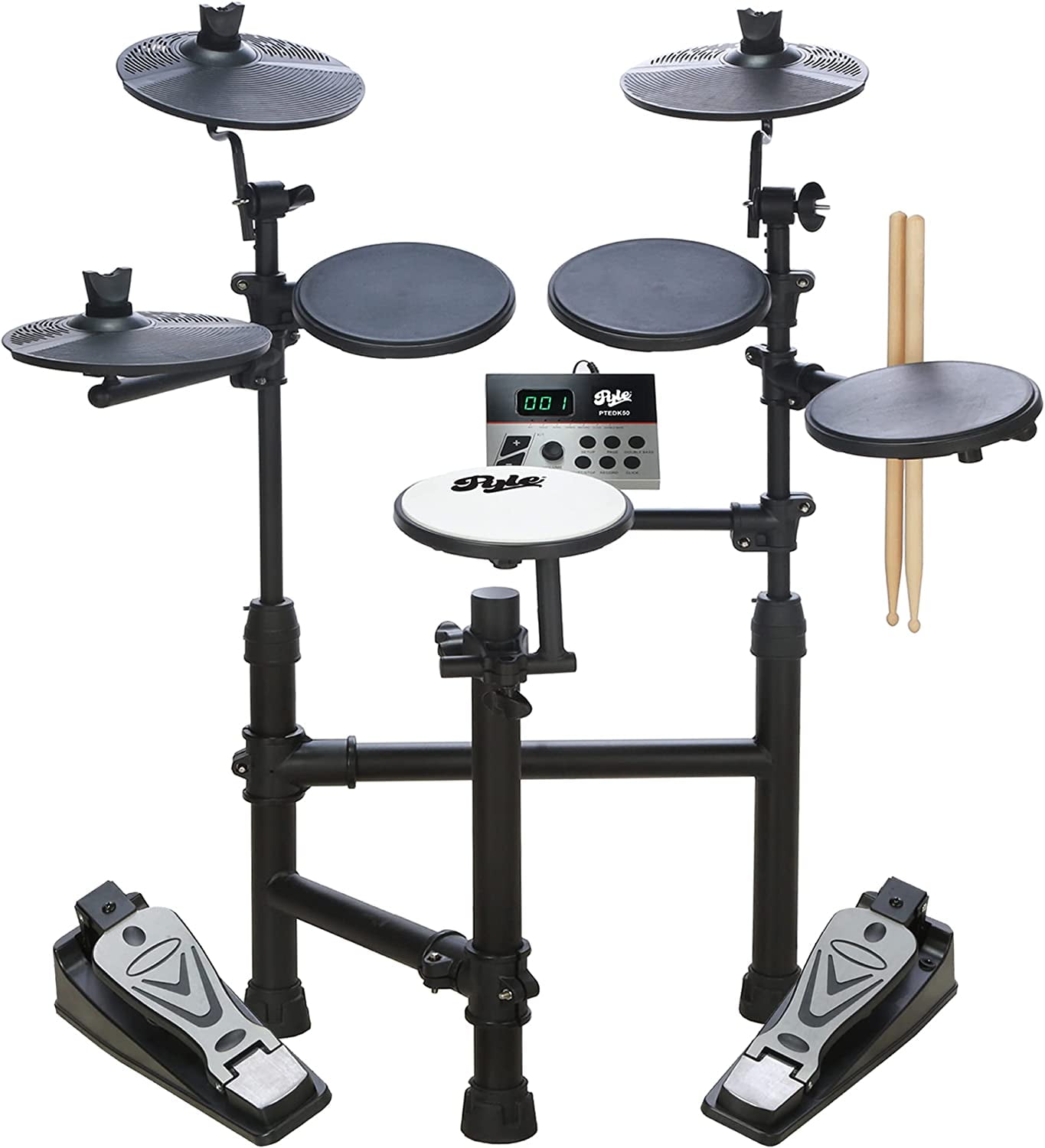 Pyle Electronic Drum Set Portable Powerful Kit with Machine for ...