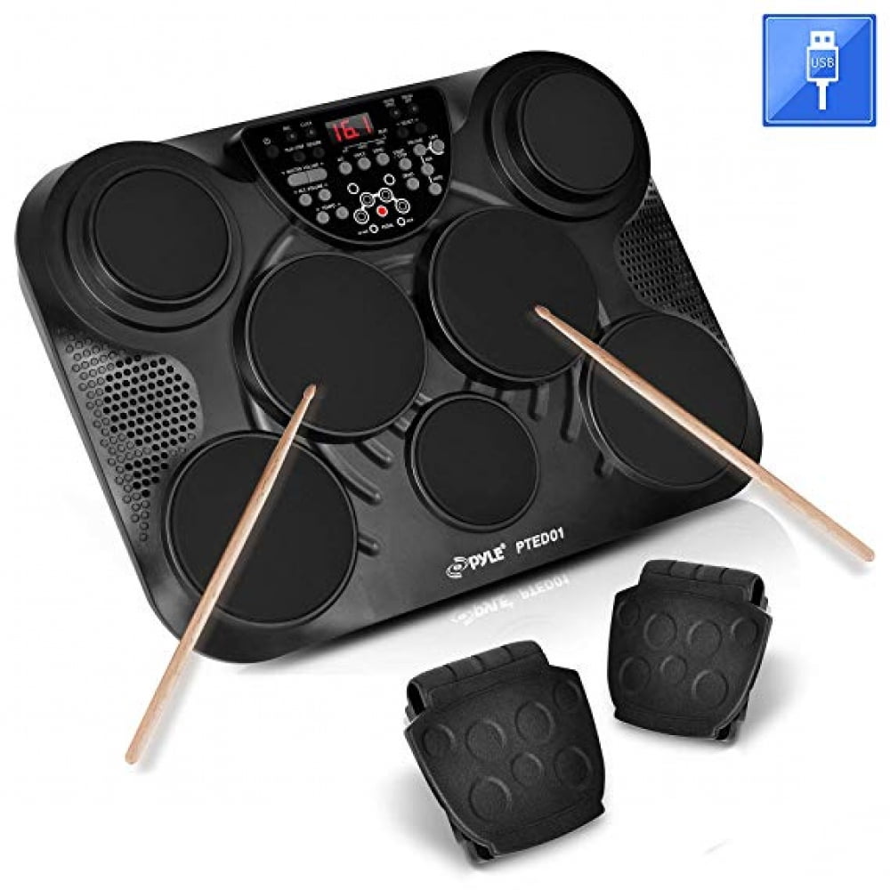 Pyle Electronic Table Digital Drum Kit Top w/ 7 Pad Digital Drum Kit ...