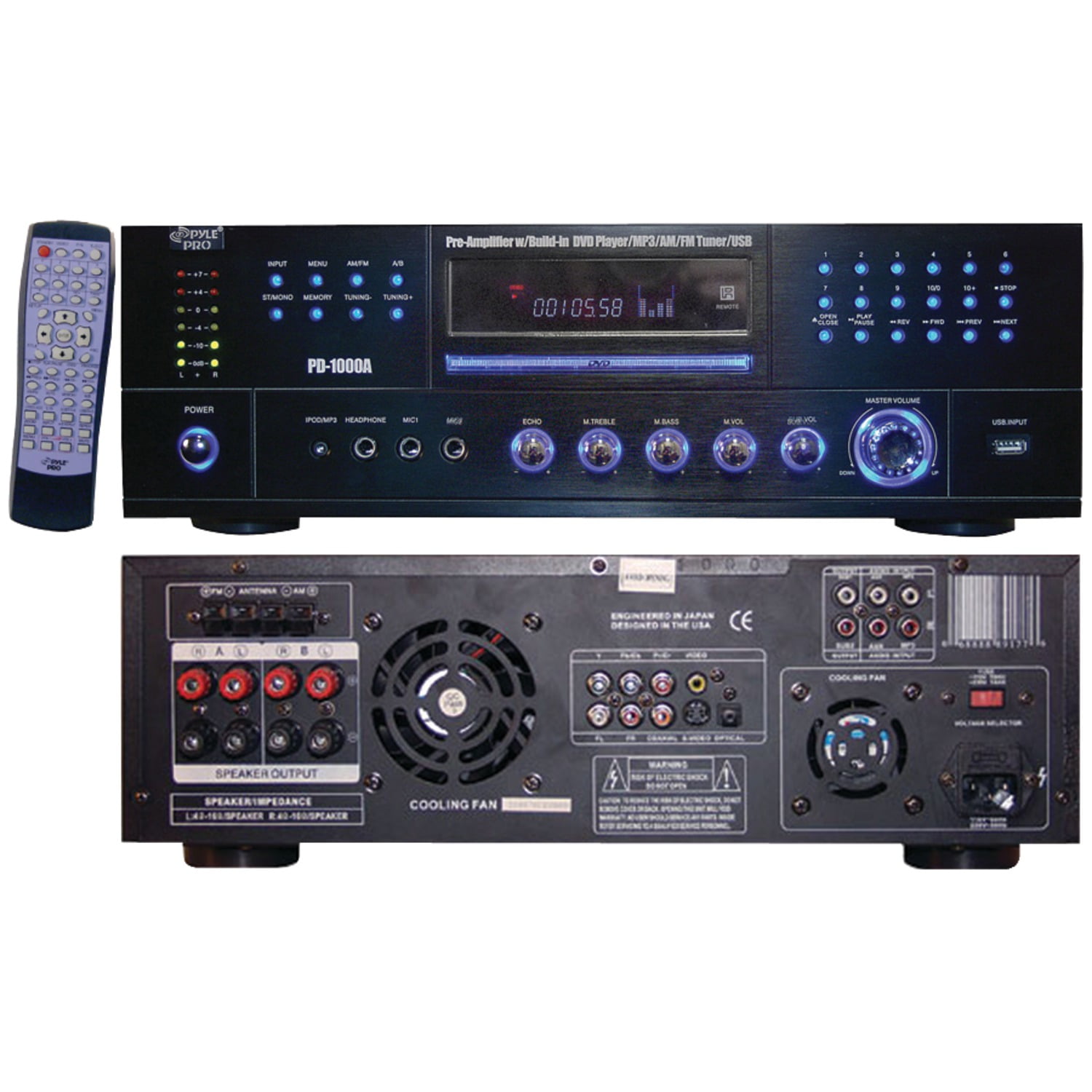 Pyle Home PD1000A 1,000-watt Am/fm Receiver With Built-in Dvd Player - Walmart.com