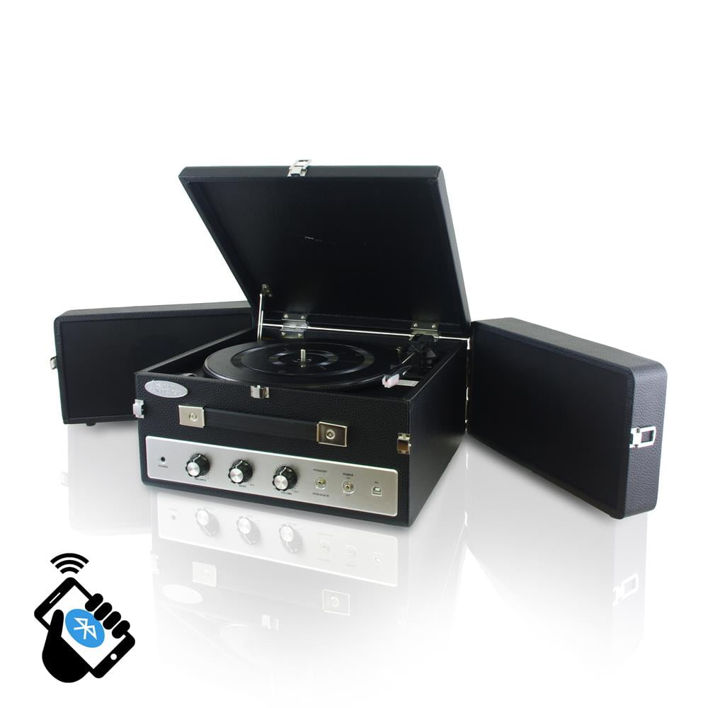 Pyle PLTT82BTBK Bluetooth Turntable Black Record Player + Vinyl to MP3 ...