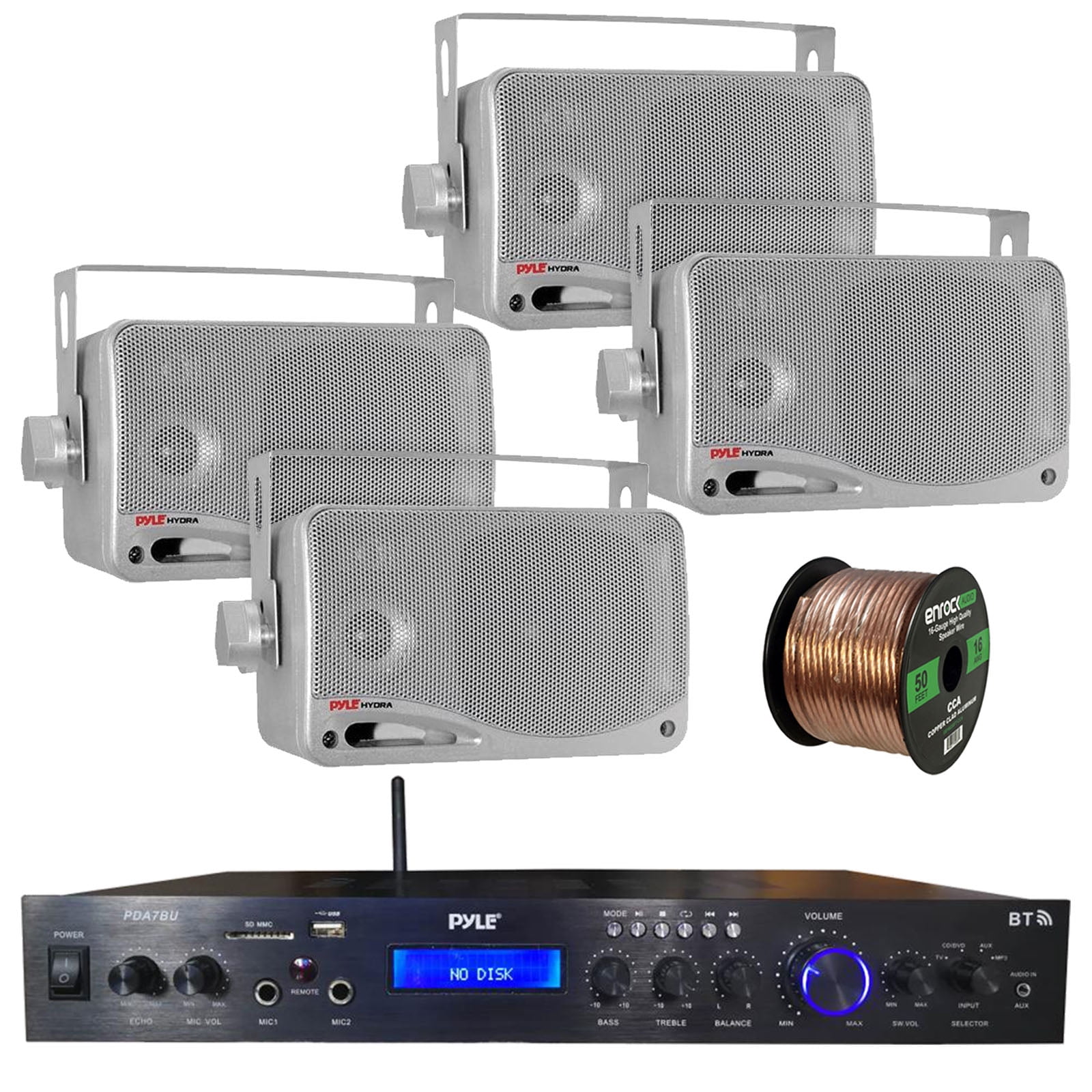 Pyle Home Theater Amplifier with 4x 3.5'' 200W Mini Box Speakers ...
