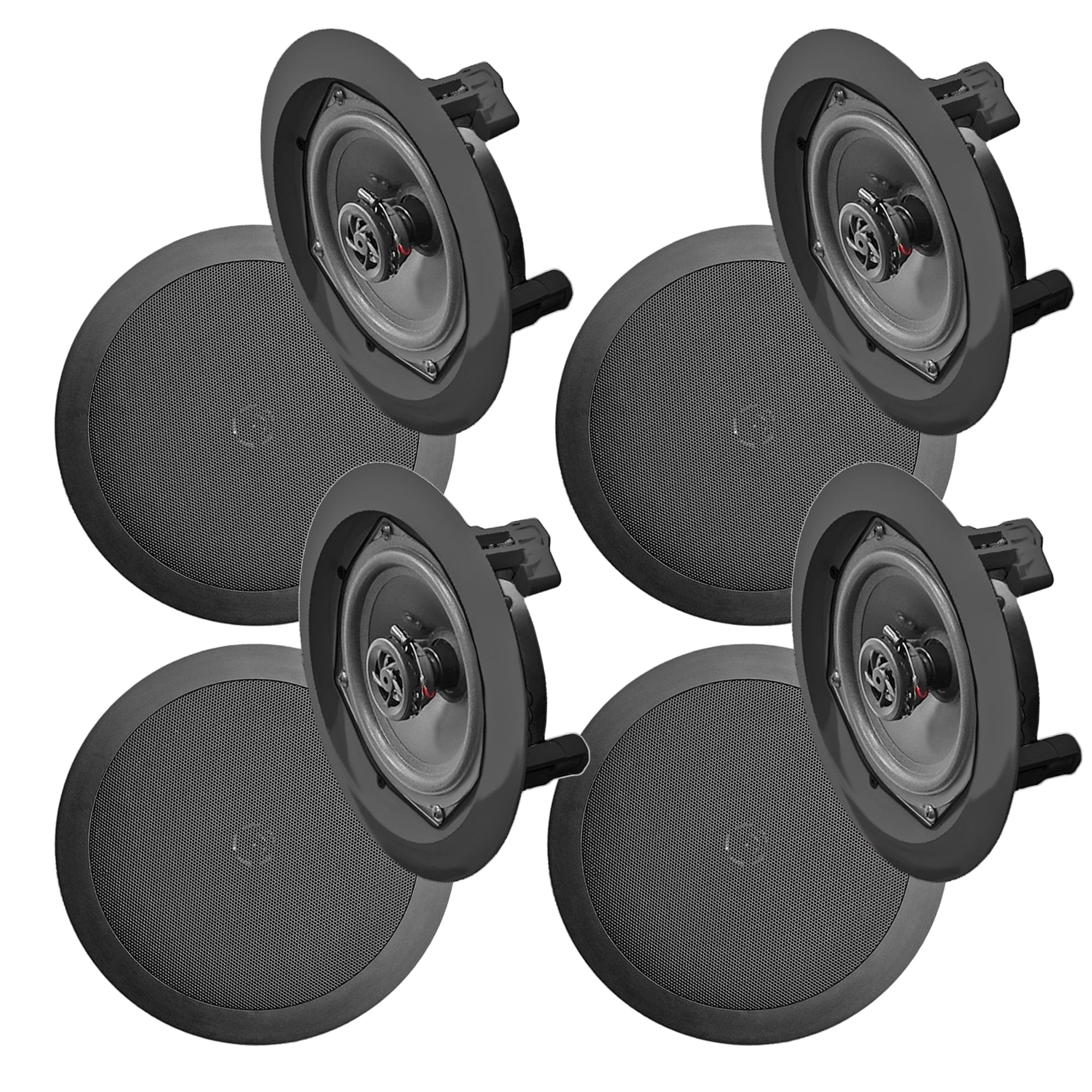 Pyle In Wall and In Ceiling Dual 6.5" Speaker System w/ Flush Mount, 4 ...