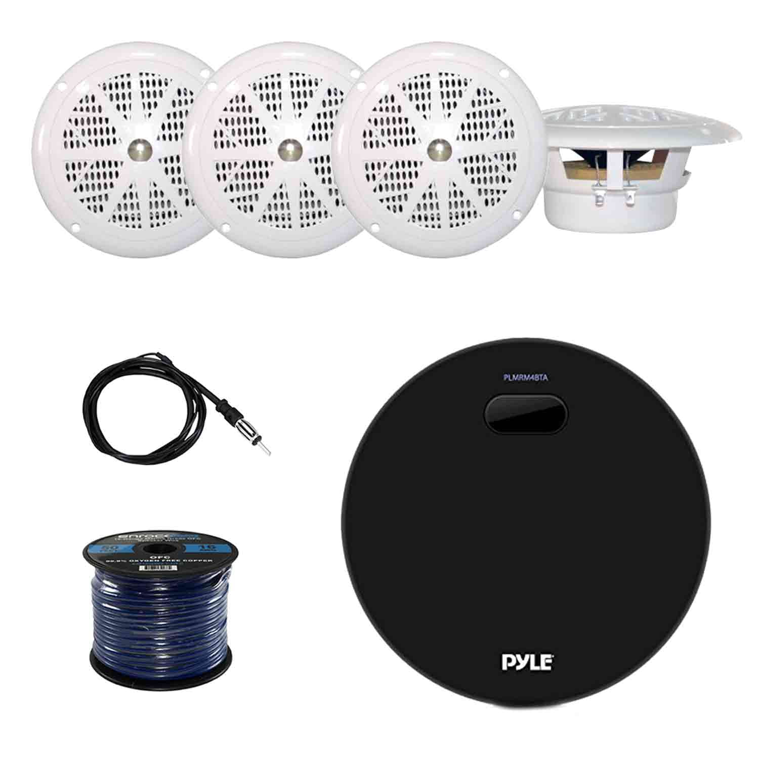 Pyle Marine Bluetooth Water Resistant Amplifier Receiver with Pyle 4 ...