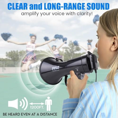 Pyle Megaphone Speaker PA Bullhorn with Built-in Siren 50 Watts ...