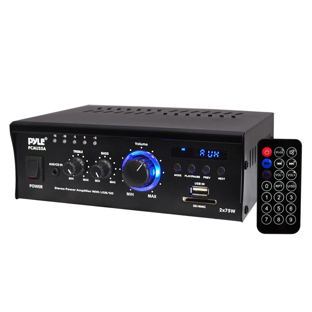 Pyle PCAU35A 2 Channel 75 Watt Home Theater Stereo Power Amplifier with ...