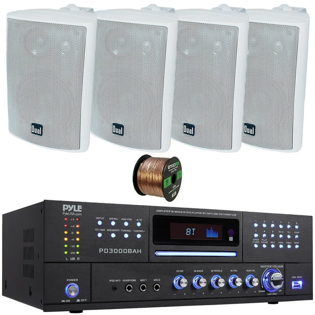 Pyle PD3000BAH 4-Channel 4000W Bluetooth Home Audio Amplifier Receiver ...