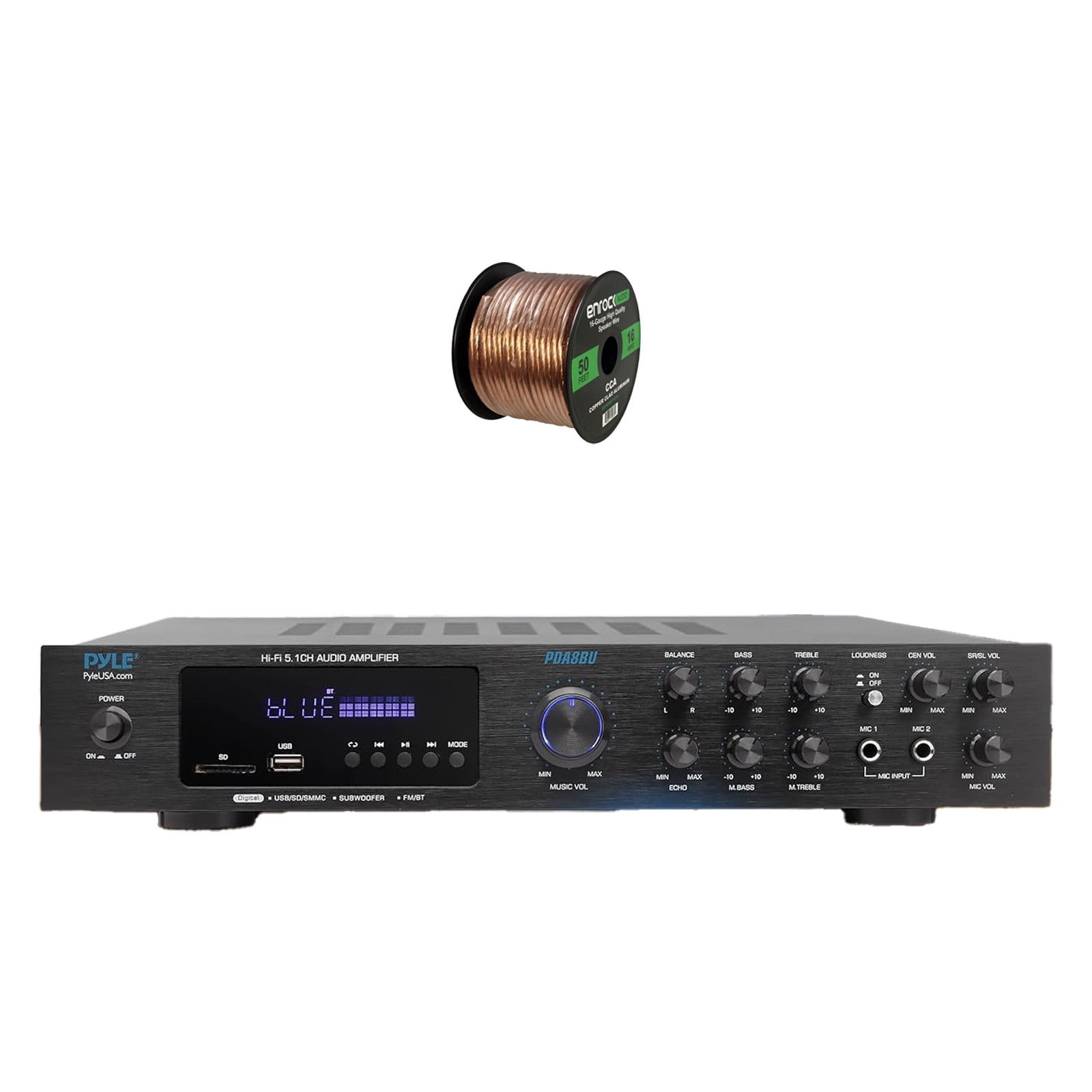 Pyle PDA8BU 5.1 Channel Home Audio Theater Bluetooth MP3/USB/SD/AUX/FM ...