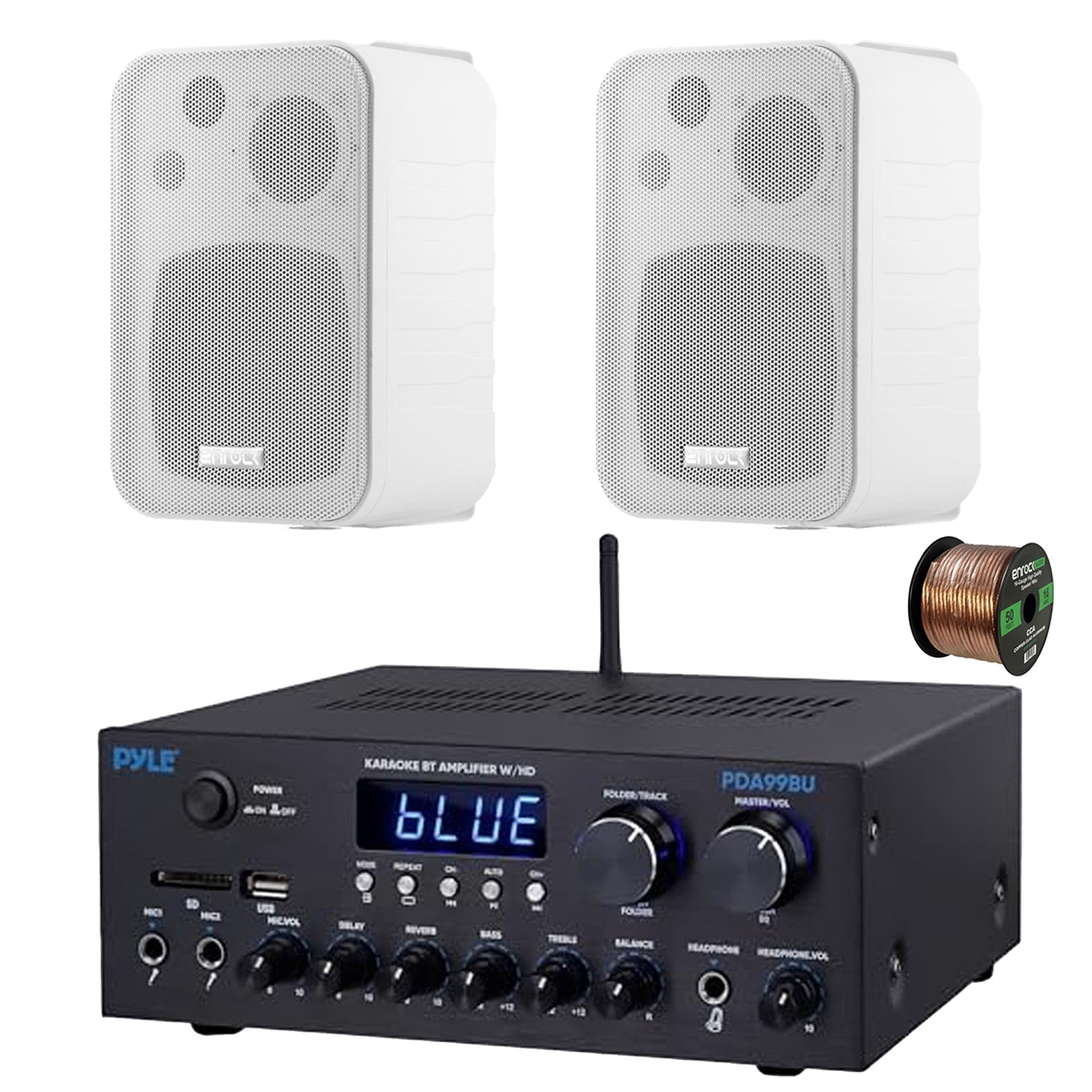 Pyle PDA99BU 2-Channel Home Bluetooth HiFI Audio HDMI/MP3/USB/SD/AUX FM ...