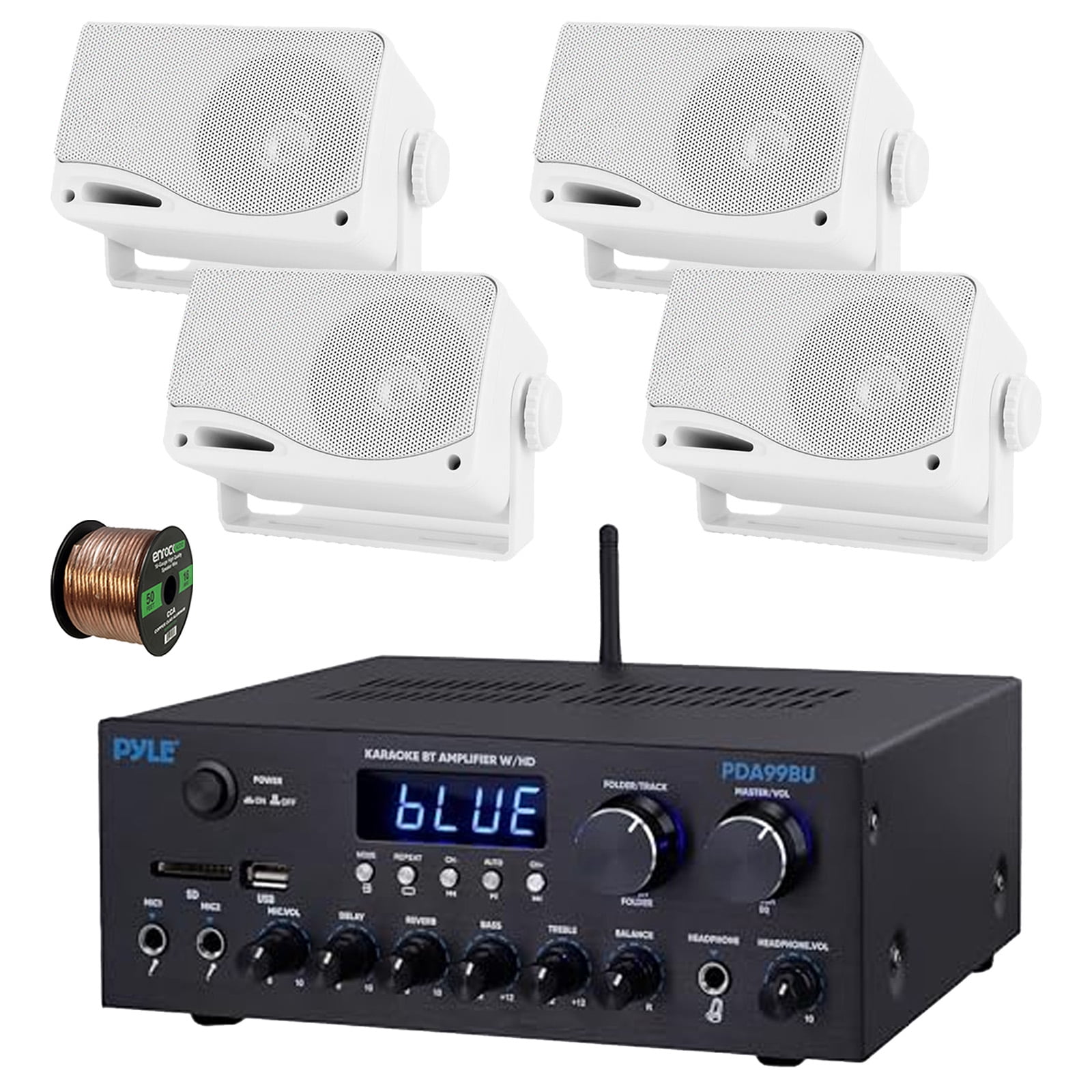 Pyle PDA99BU 2-Channel Home Bluetooth HiFI Audio HDMI/MP3/USB/SD/AUX FM ...