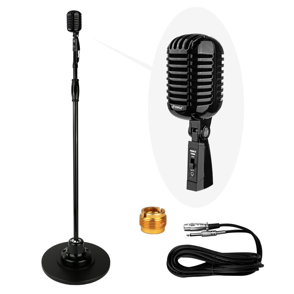 Pyle PDMICR70BK - Classic Retro Vintage Style Microphone & Swing Stand ...
