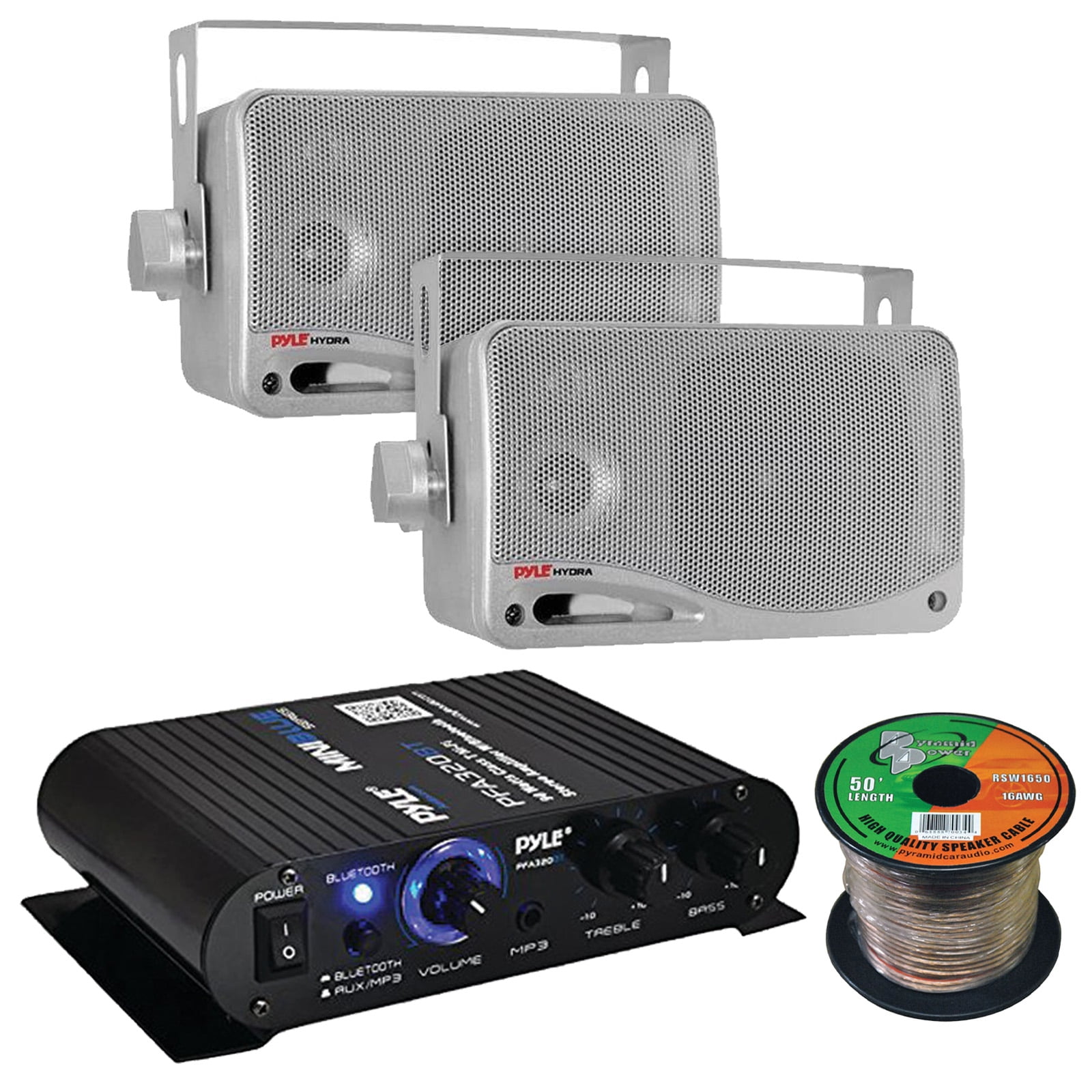 Pyle PFA330BT 2-Channel 90 Watt Max Power Bluetooth AUX Compact Class T ...
