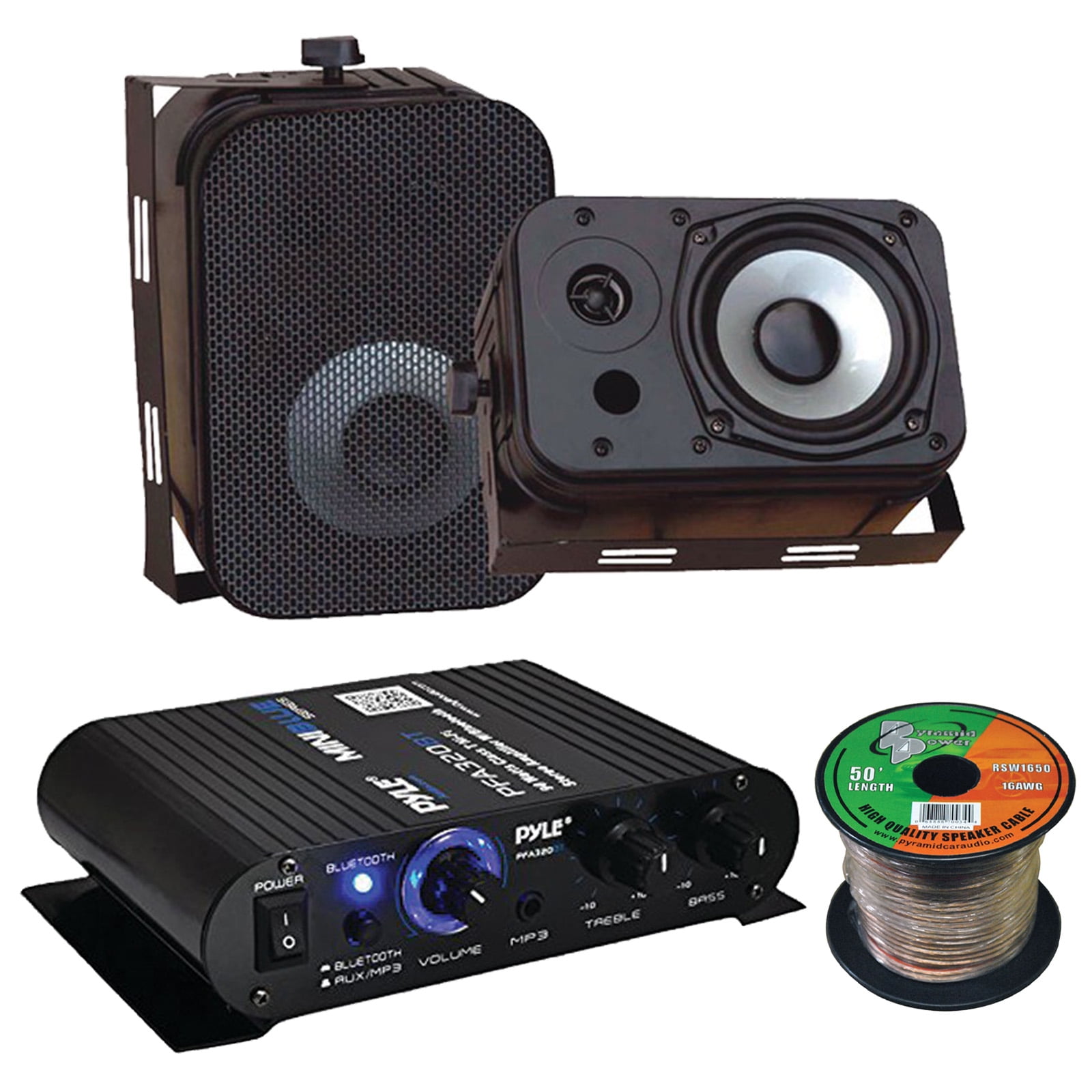 Pyle PFA330BT 2-Channel 90 Watt Max Power Bluetooth AUX Compact Class T ...