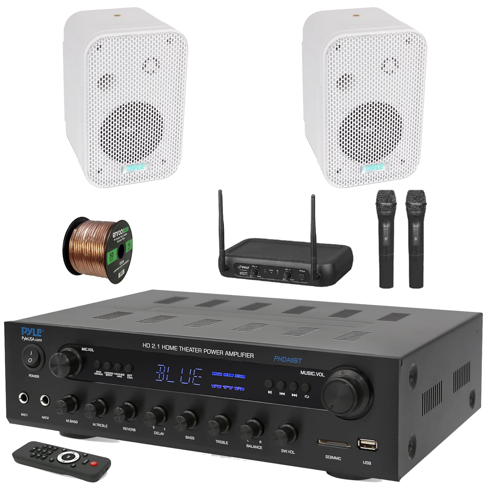 Pyle PHDA6BT USB/AUX SD FM Radio 400W BT Home Audio Amplifier Stereo ...