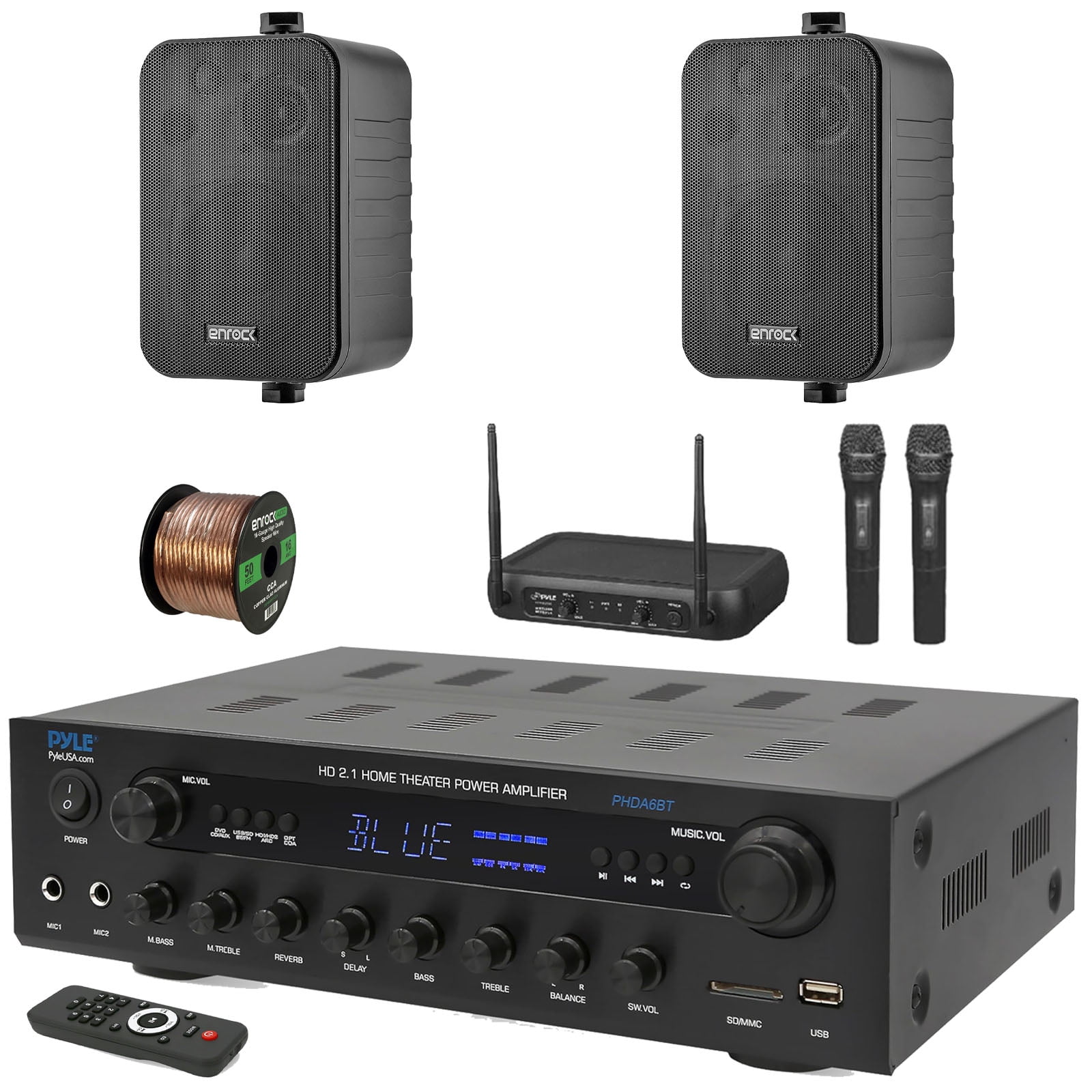 Pyle PHDA6BT USB/AUX SD FM Radio 400W BT Home Audio Amplifier Stereo ...