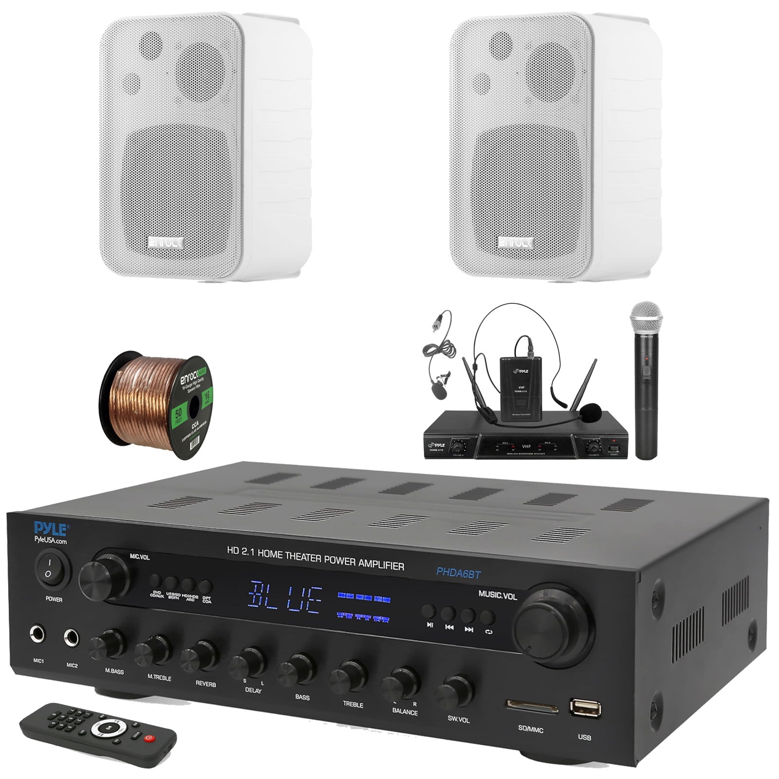 Pyle PHDA6BT USB/AUX SD FM Radio 400W BT Home Audio Amplifier Stereo ...