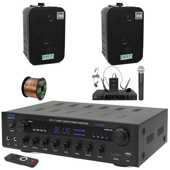 Pyle PHDA6BT USB/AUX SD FM Radio 400W BT Home Audio Amplifier Stereo ...