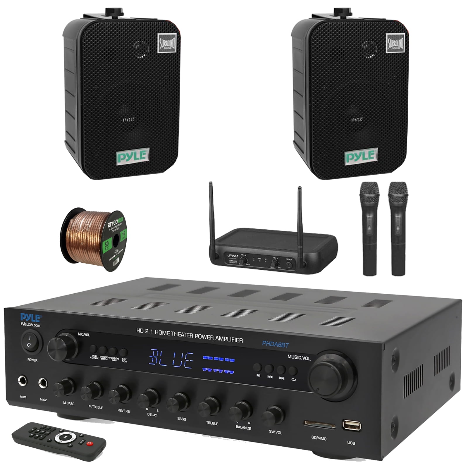 Pyle PHDA6BT USB/AUX SD FM Radio 400W BT Home Audio Amplifier Stereo ...