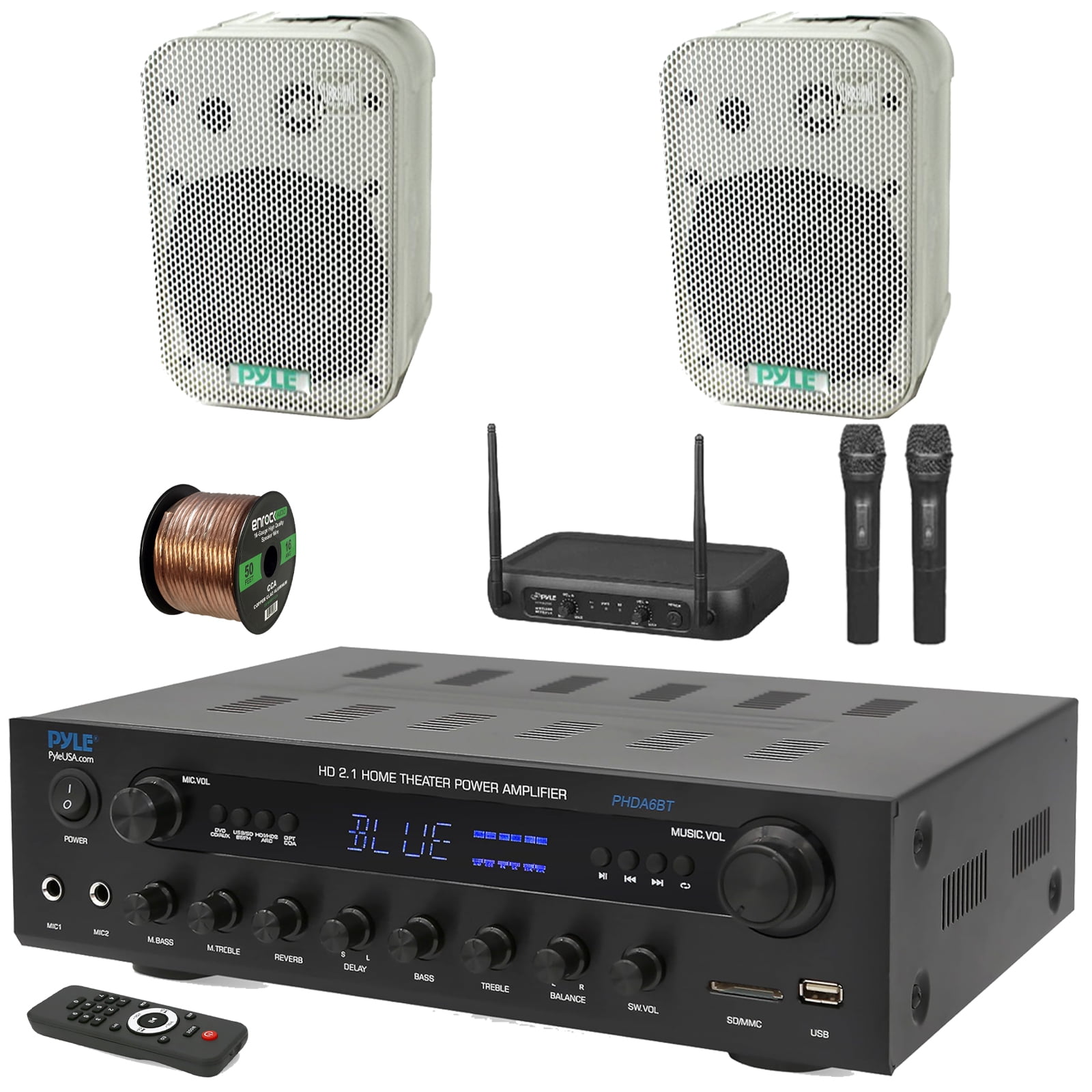 Pyle PHDA6BT USB/AUX SD FM Radio 400W BT Home Audio Amplifier Stereo ...