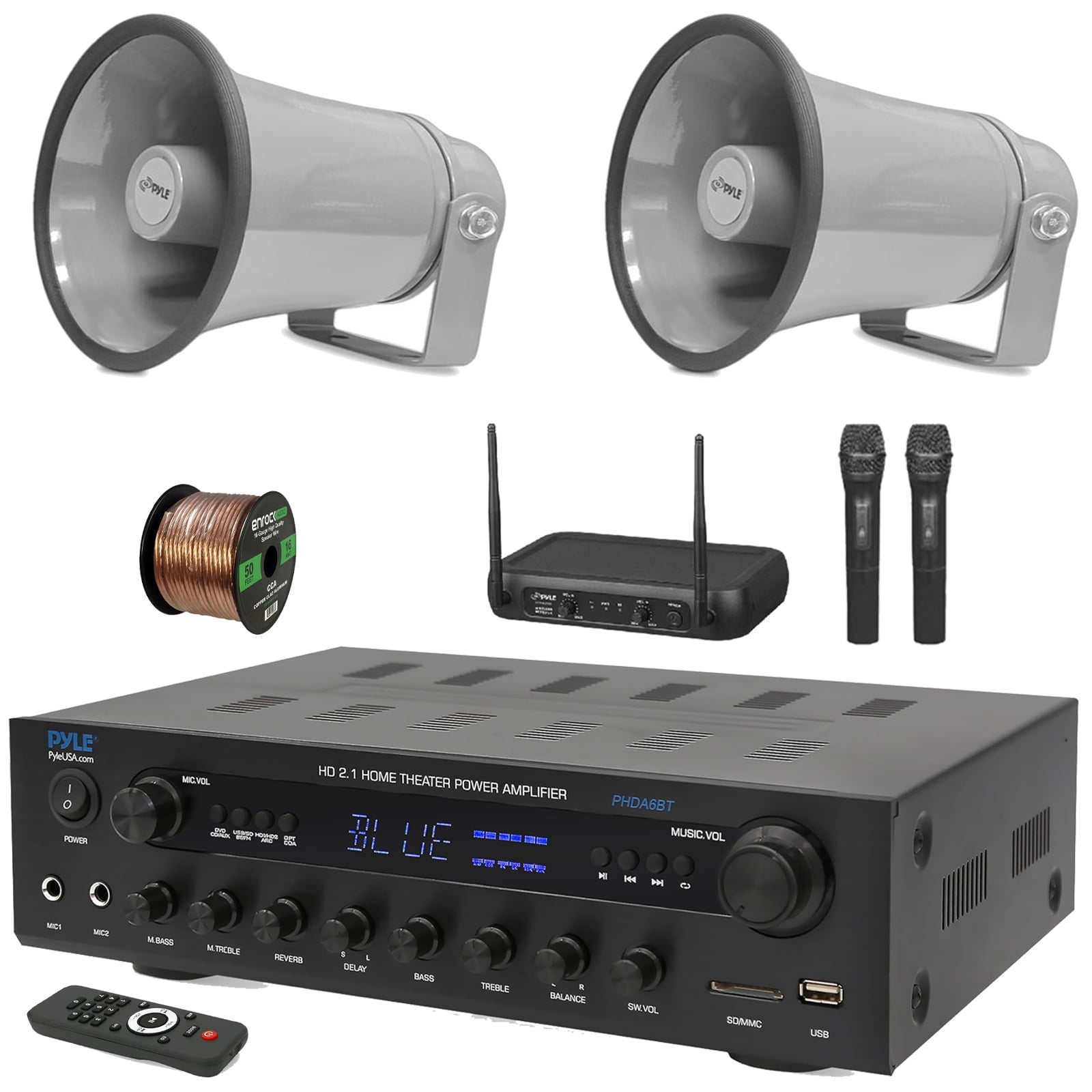 Pyle PHDA6BT USB/AUX SD FM Radio 400W BT Home Audio Amplifier Stereo ...