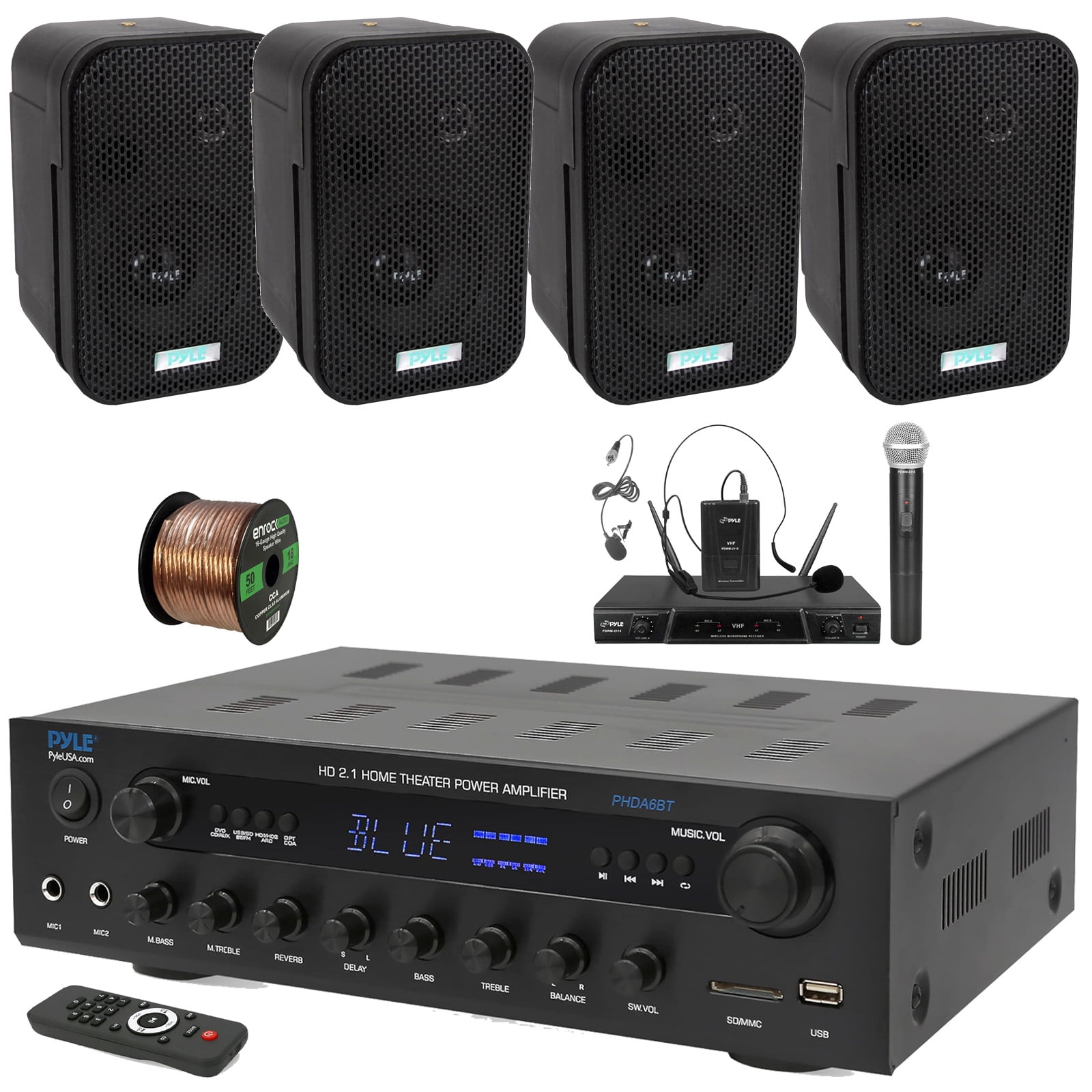 Pyle PHDA6BT USB/AUX SD FM Radio 400W BT Home Audio Amplifier Stereo ...