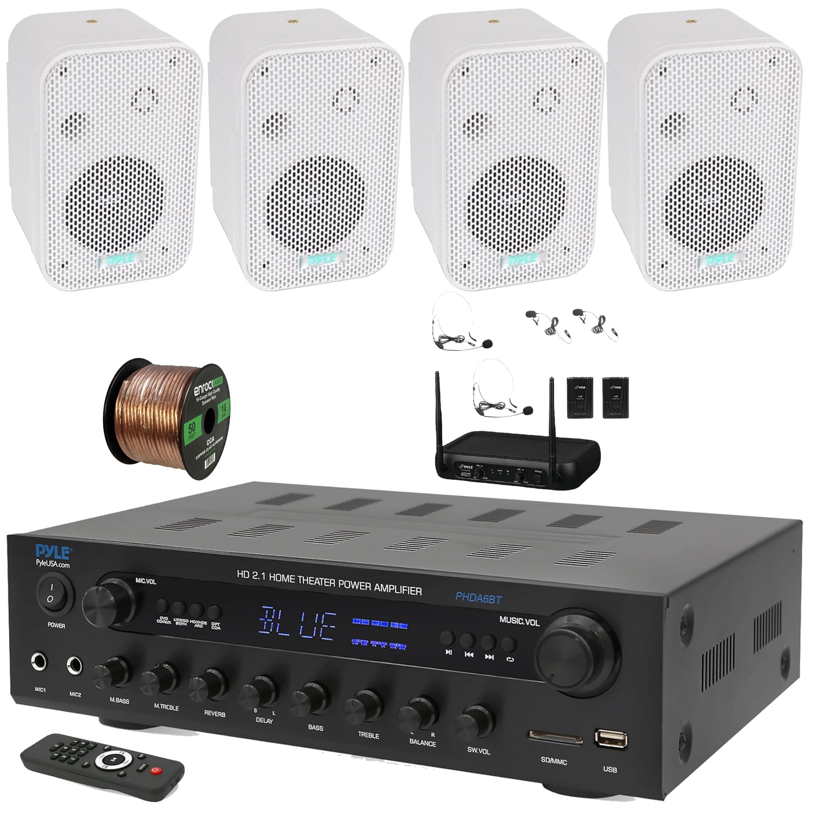 Pyle PHDA6BT USB/AUX SD FM Radio 400W BT Home Audio Amplifier Stereo ...