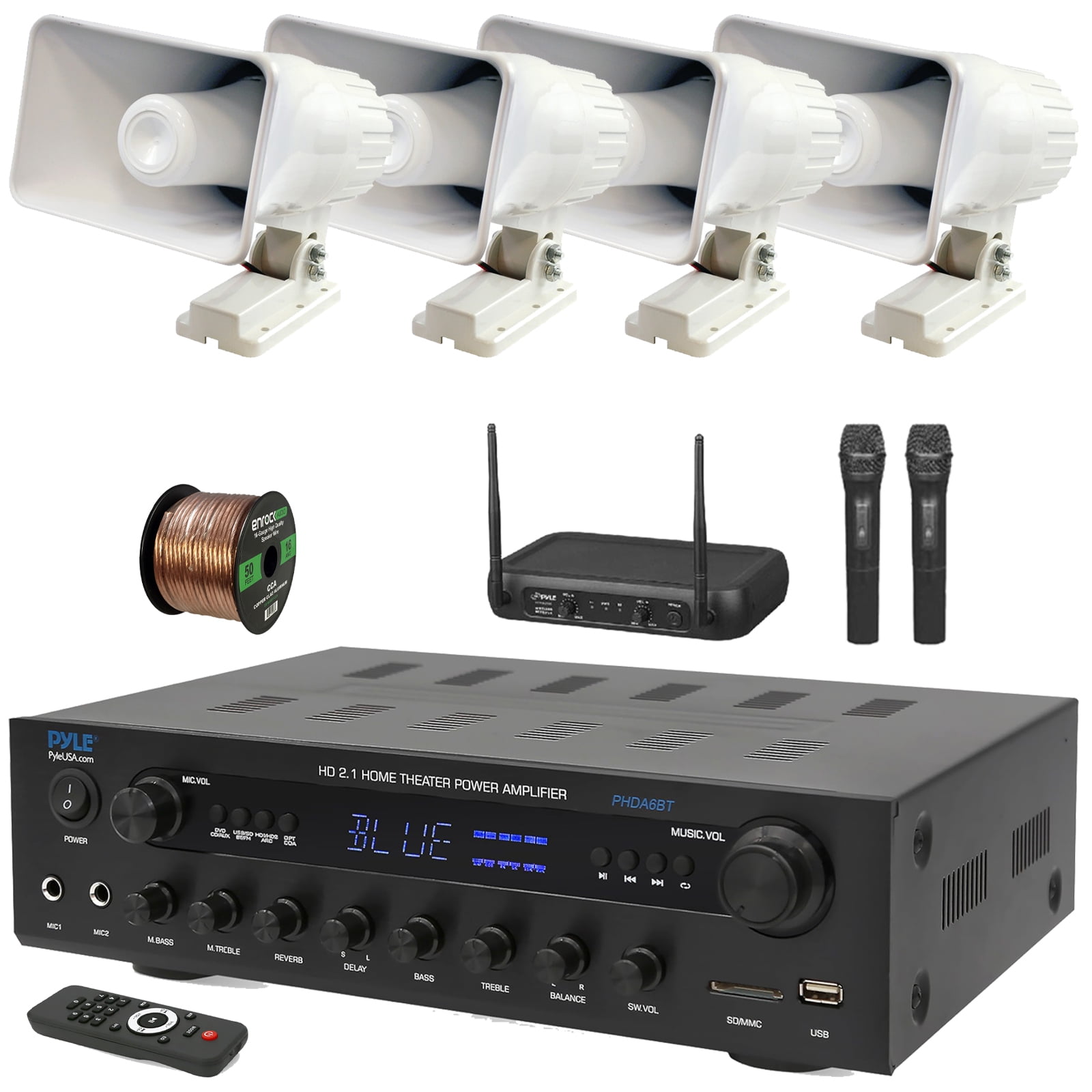 Pyle PHDA6BT USB/AUX SD FM Radio 400W BT Home Audio Amplifier Stereo ...