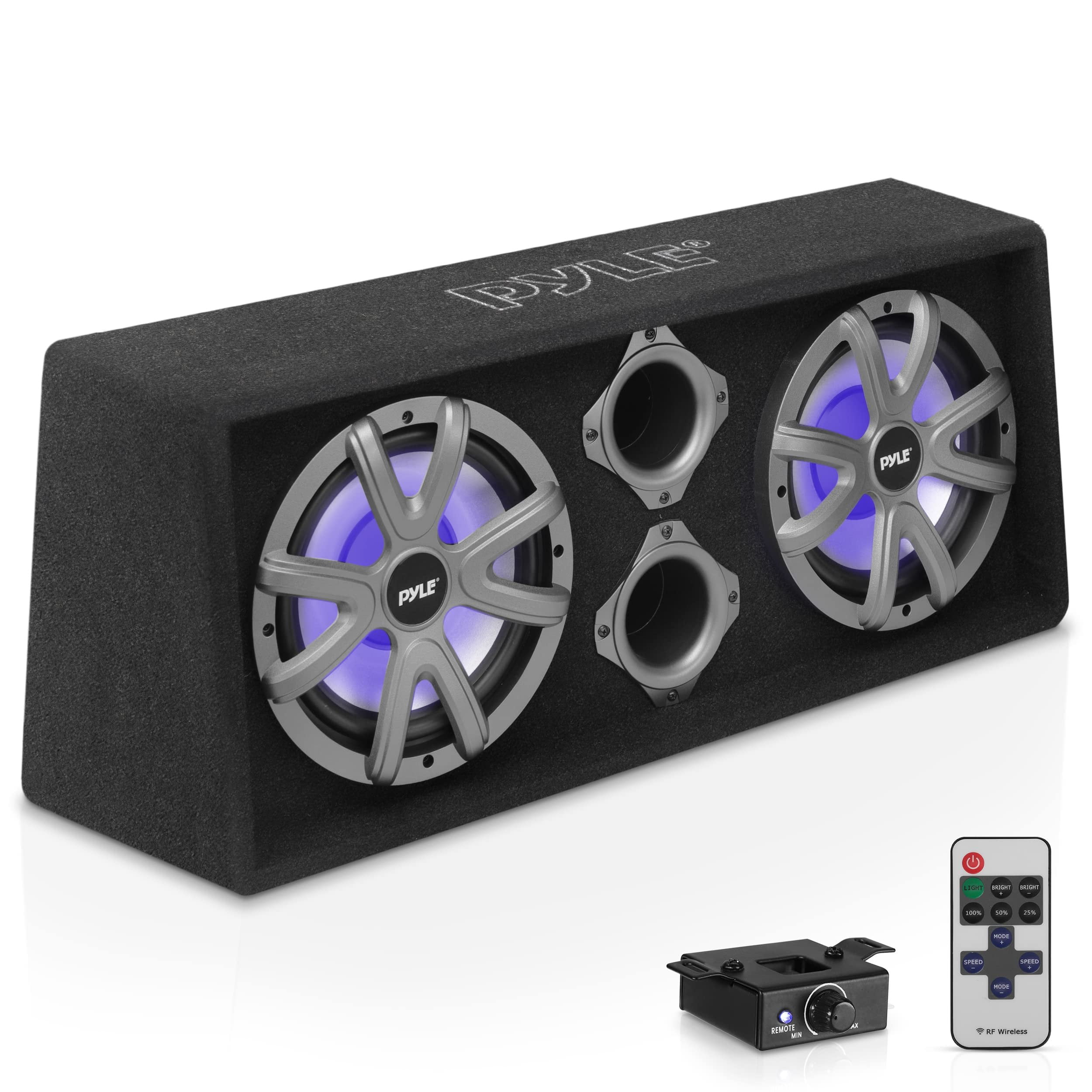 Pyle PLBAS102LE 10-Inch Slim Mount Truck Audio Dual Bass Subwoofer Box ...