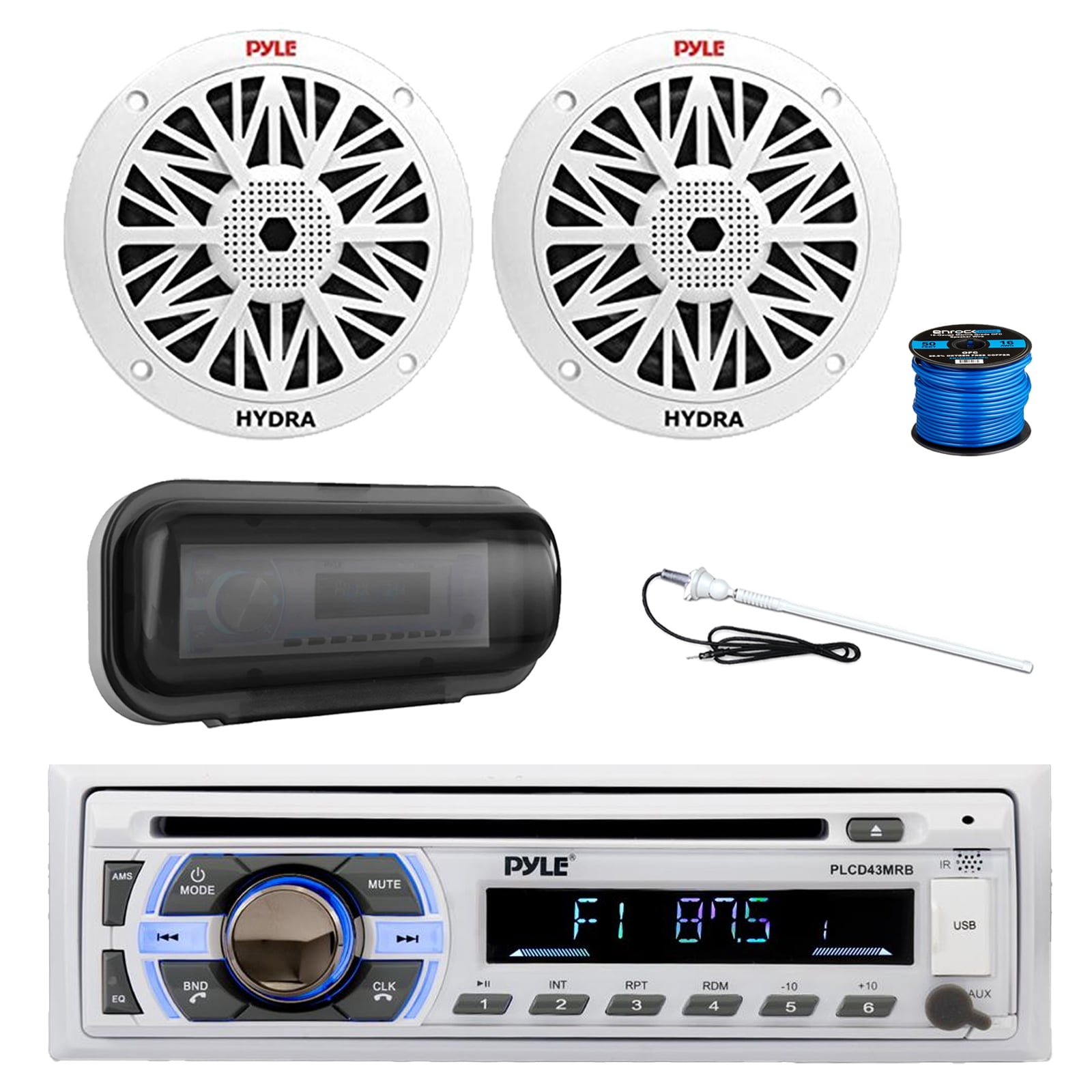 Pyle PLCD43MRB Marine Single DIN Bluetooth CD Stereo Receiver, Radio ...