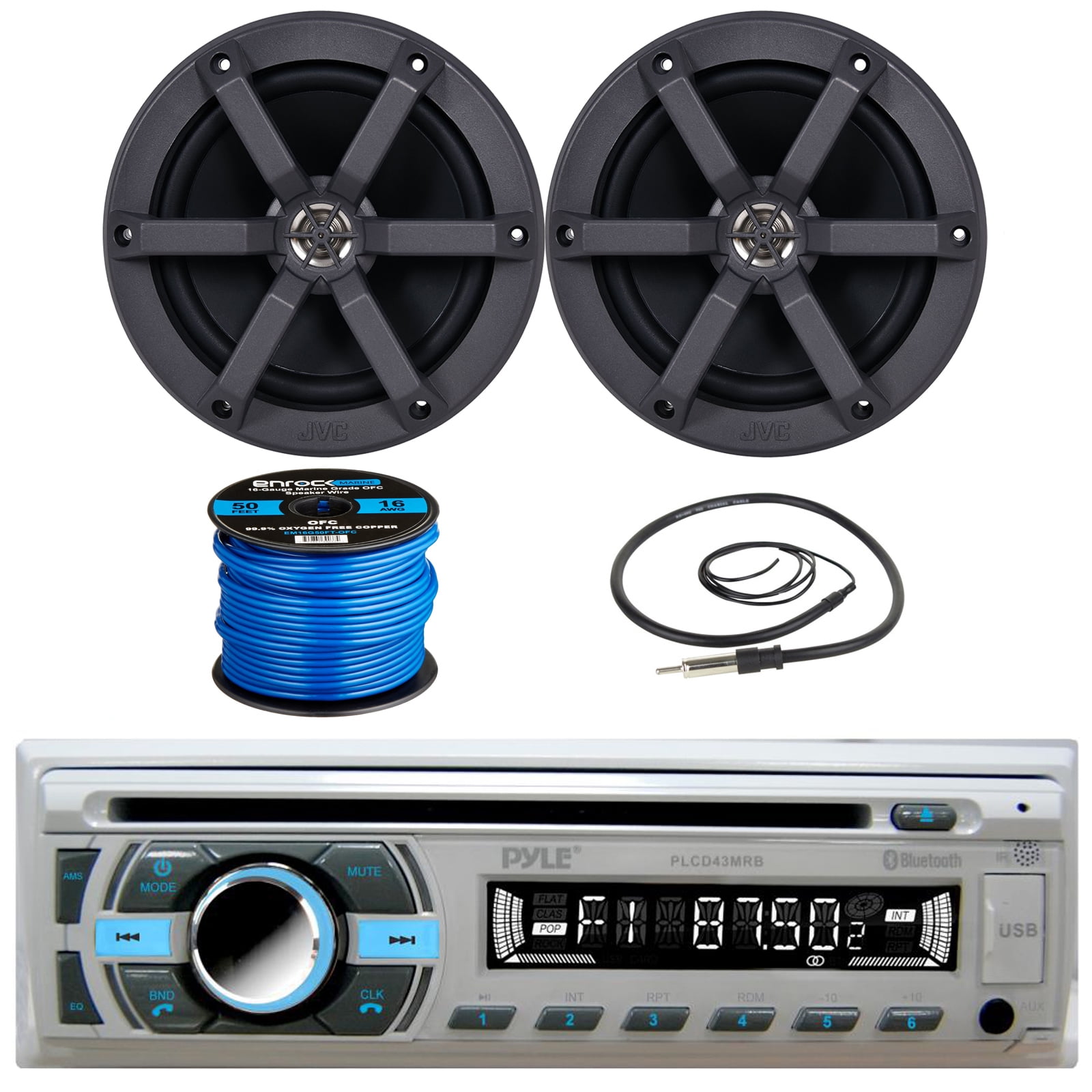 Pyle PLCD43MRB Single DIN Bluetooth MP3 USB AUX AM/FM Radio Stereo ...