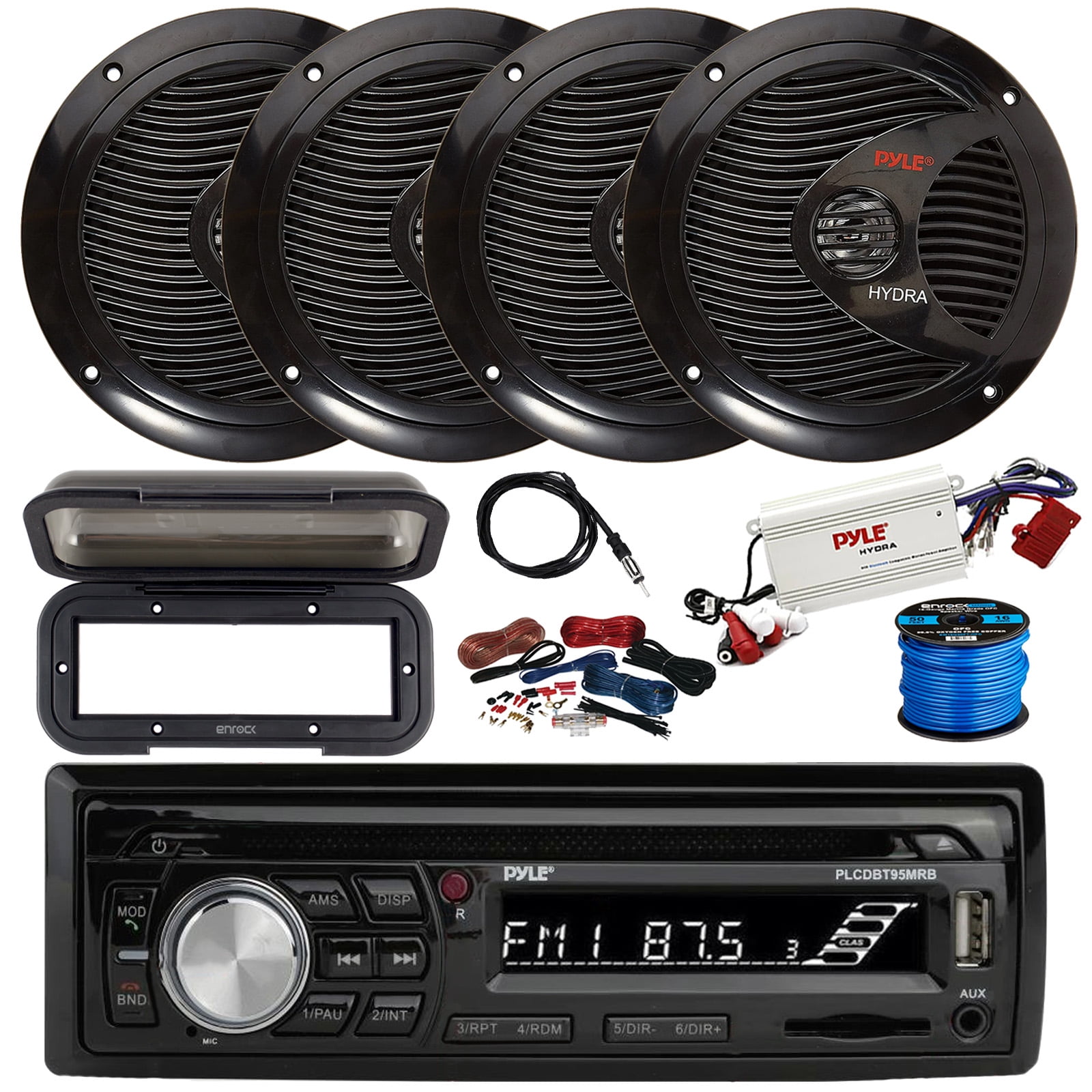 Pyle PLCDBT95 In Dash Bluetooth Marine Stereo MP3 CD Player AM/FM ...