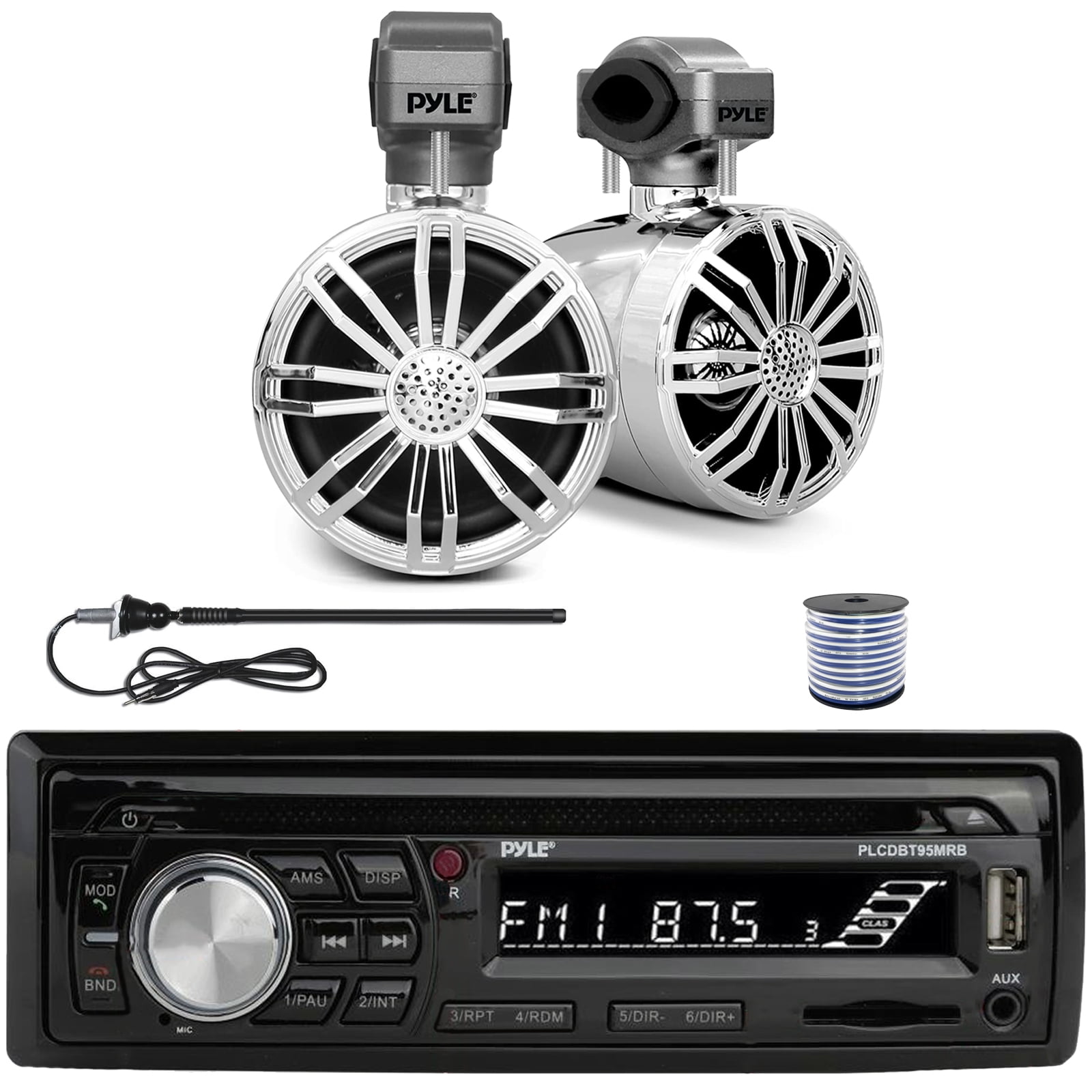 Pyle PLCDBT95 In Dash Bluetooth Marine Stereo Radio MP3/USB/SD CD AM/FM ...