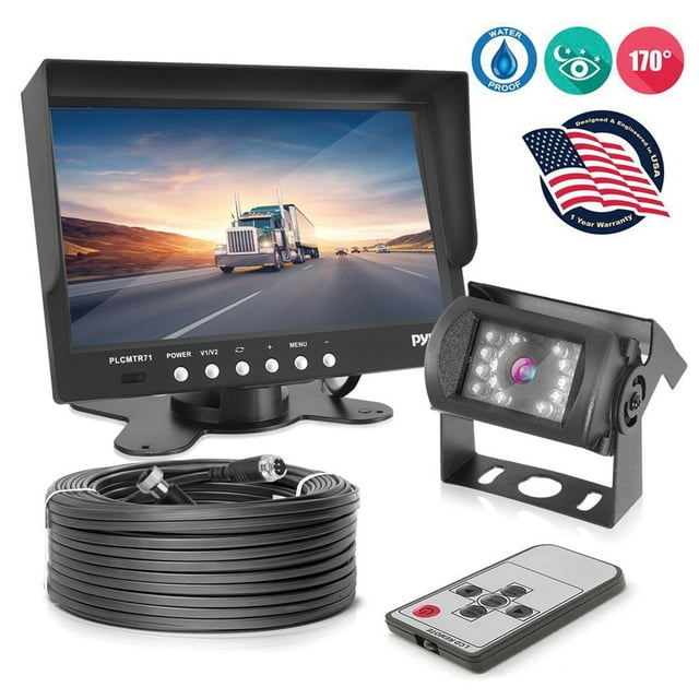 Pyle PLCMTR71 Commercial-Grade Backup Camera System with 7" Monitor and ...