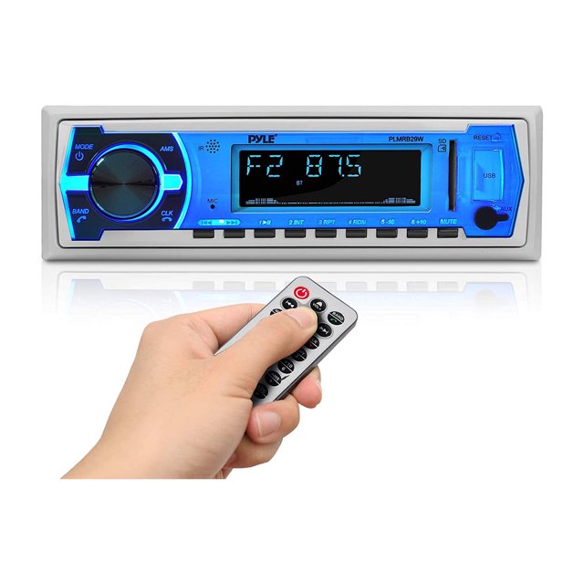 Pyle PLMRB29W Bluetooth Wireless In-Dash Boat Head Unit AM/FM Audio ...