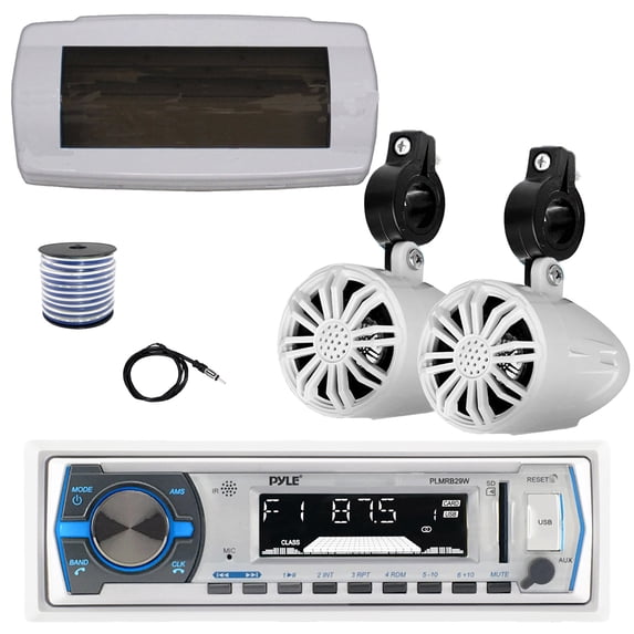 Pyle PLMRB29W Single DIN Bluetooth Marine MP3 AM/FM Stereo Receiver ...