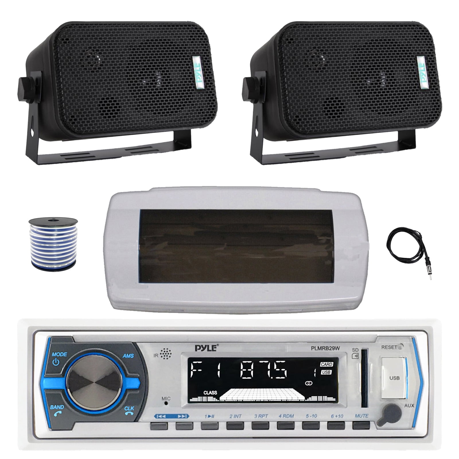 Pyle PLMRB29W Single DIN Bluetooth Marine MP3 AM/FM Stereo Receiver ...