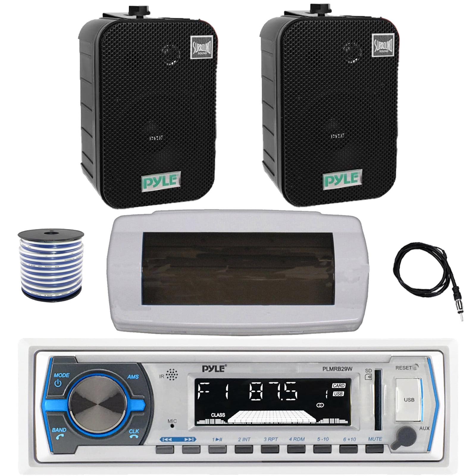 Pyle PLMRB29W Single DIN Bluetooth Marine MP3 AM/FM Stereo Receiver ...