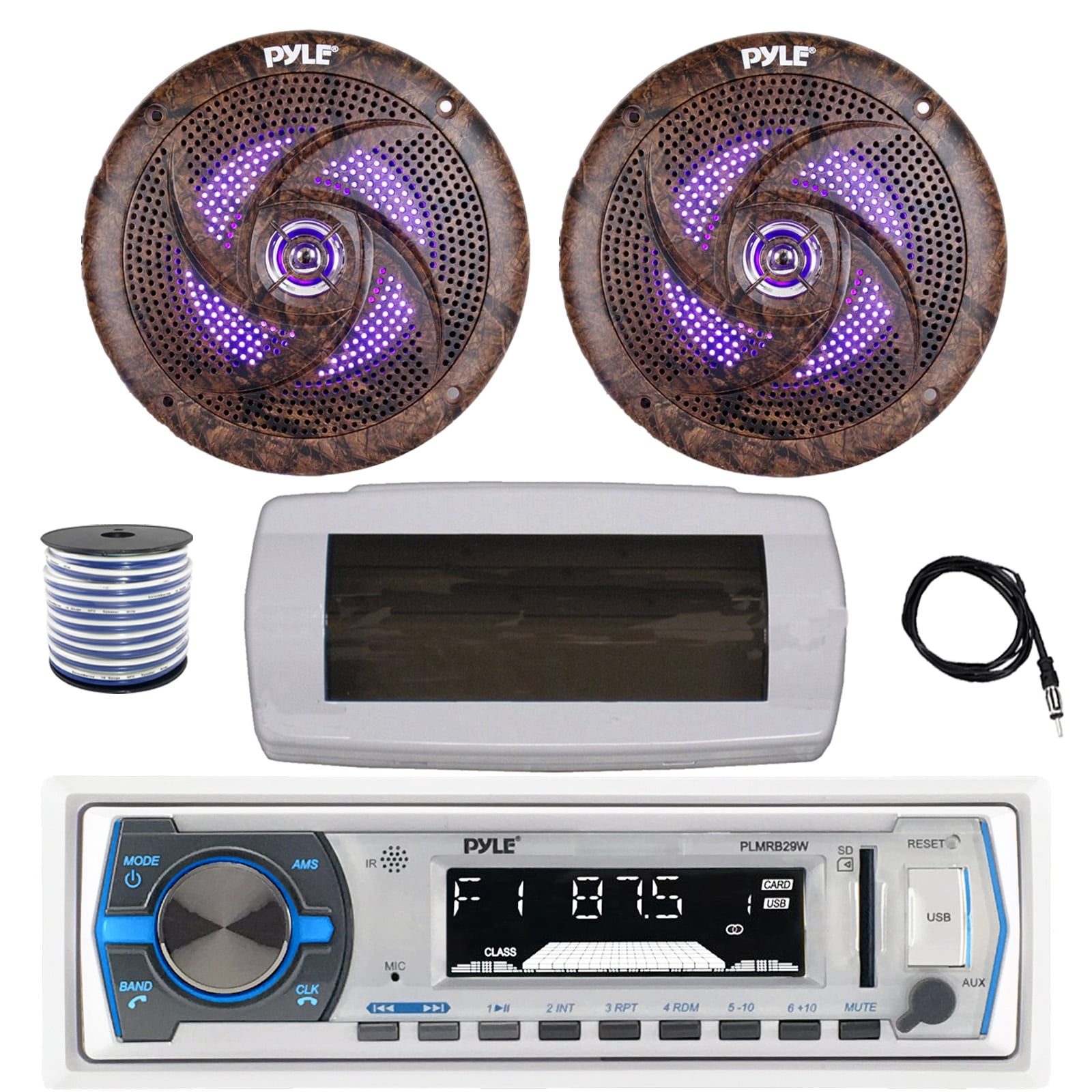 Pyle PLMRB29W Single DIN Bluetooth Marine MP3 AM/FM Stereo Receiver ...