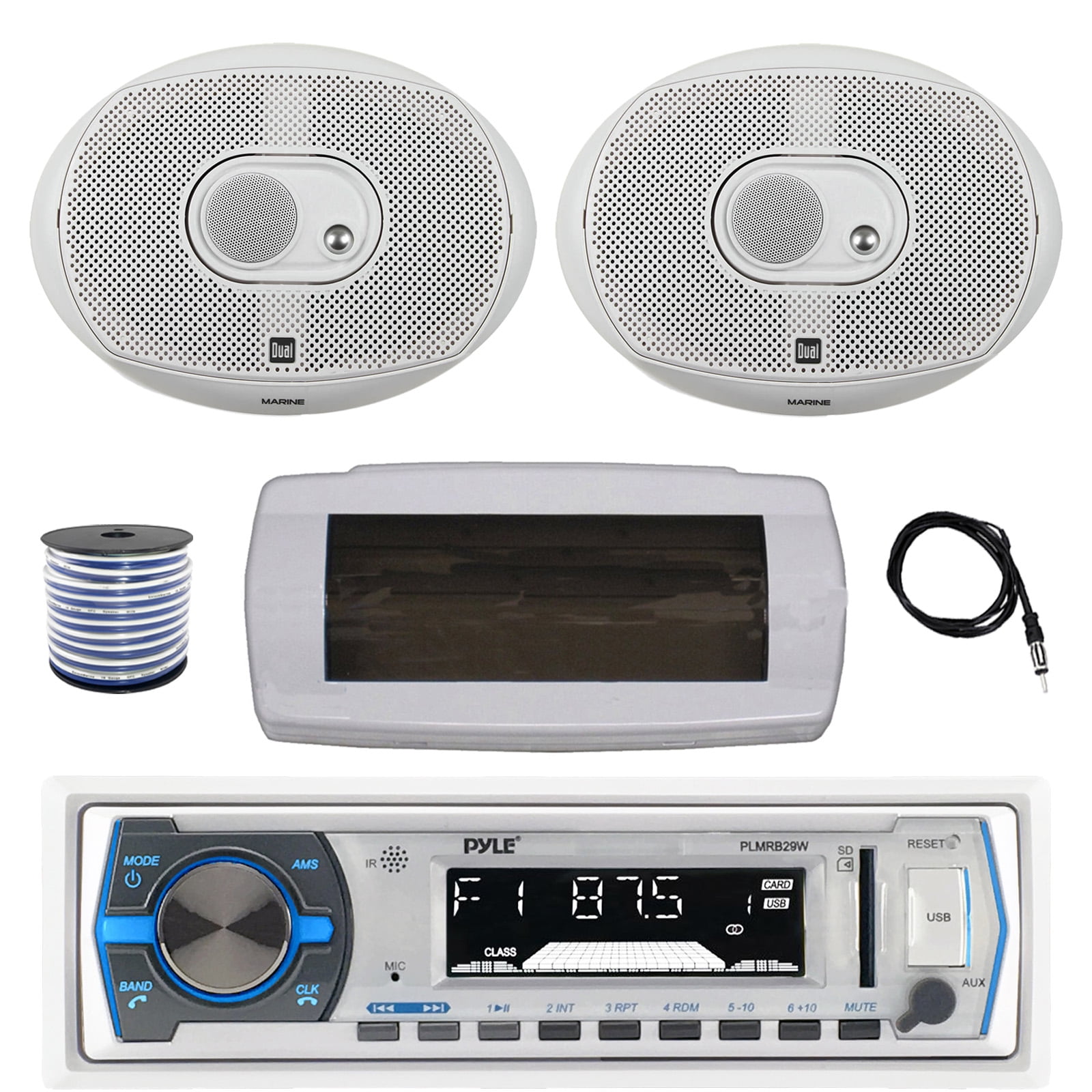 Pyle PLMRB29W Single DIN Bluetooth Marine MP3 AM/FM Stereo Receiver ...