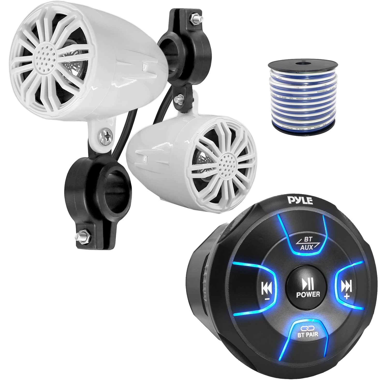 Pyle PLMRBT19 Gauge Style Universal Round Waterproof Full Range ...