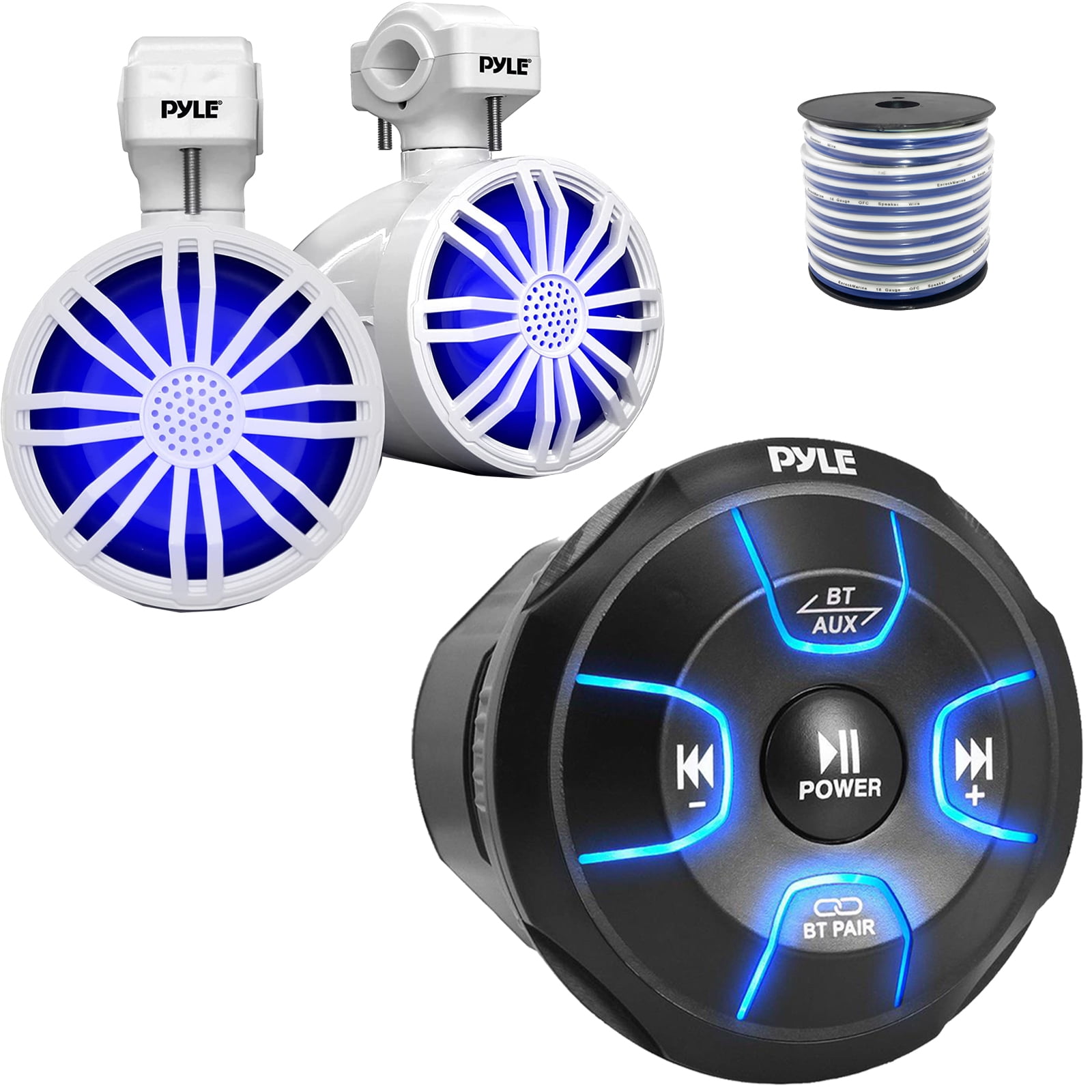 Pyle PLMRBT19 Gauge Style Universal Round Waterproof Full Range ...