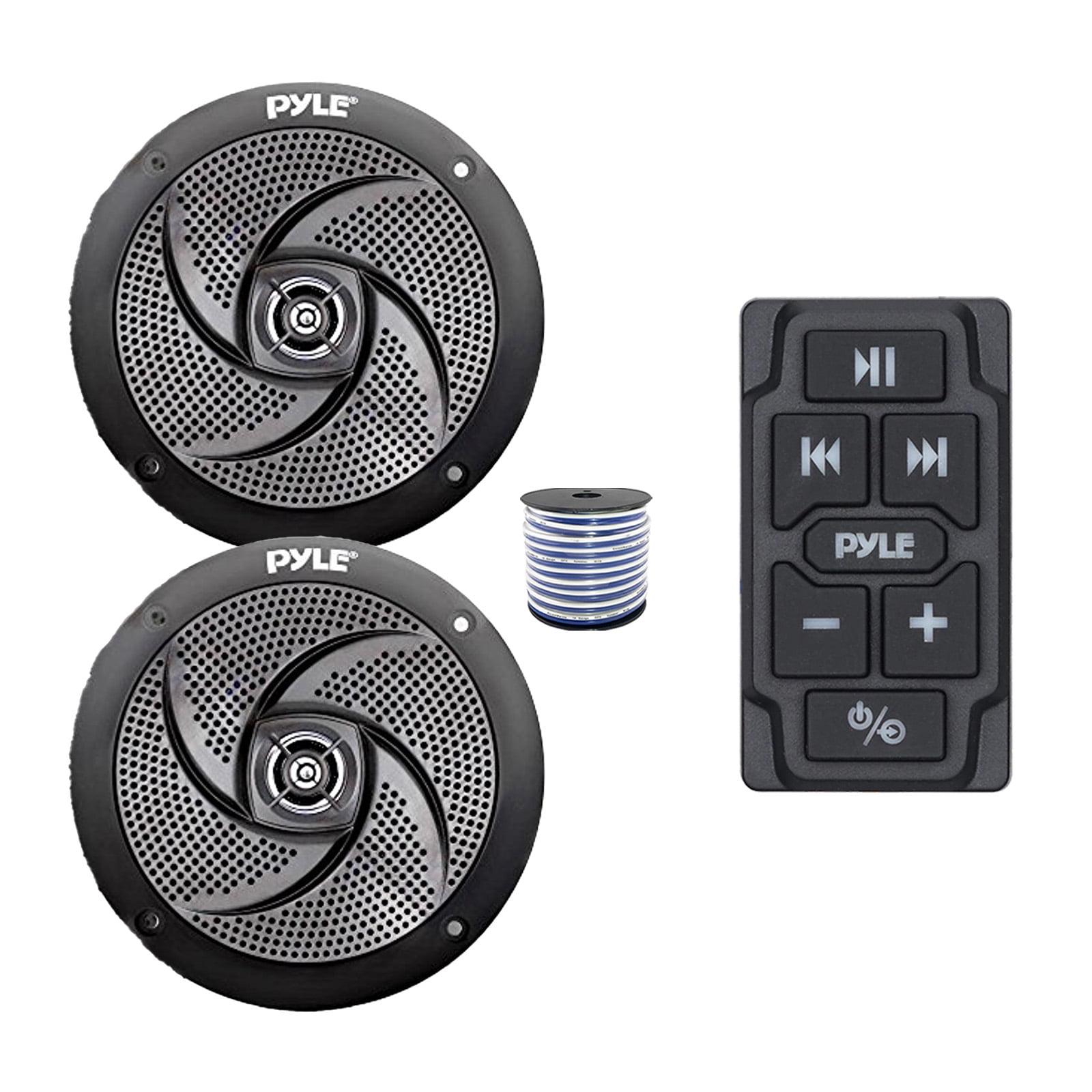 Pyle PLMRBTRK1 Marine Wireless Bluetooth Audio Controller, 2x 5.25" 180 Watt Max Power 2-Way ...