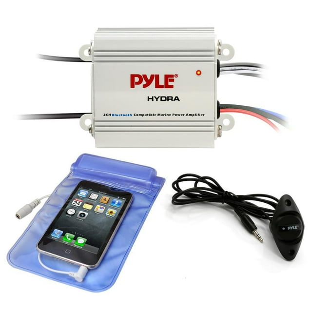 PYLE Bluetooth Marine Amplifier Kit - 2-Ch. Waterproof Audio Power Amp ...
